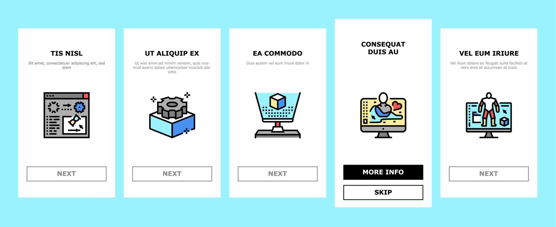 3d Modelling Software And Device Onboarding Icons Set Vector 9771694 ...