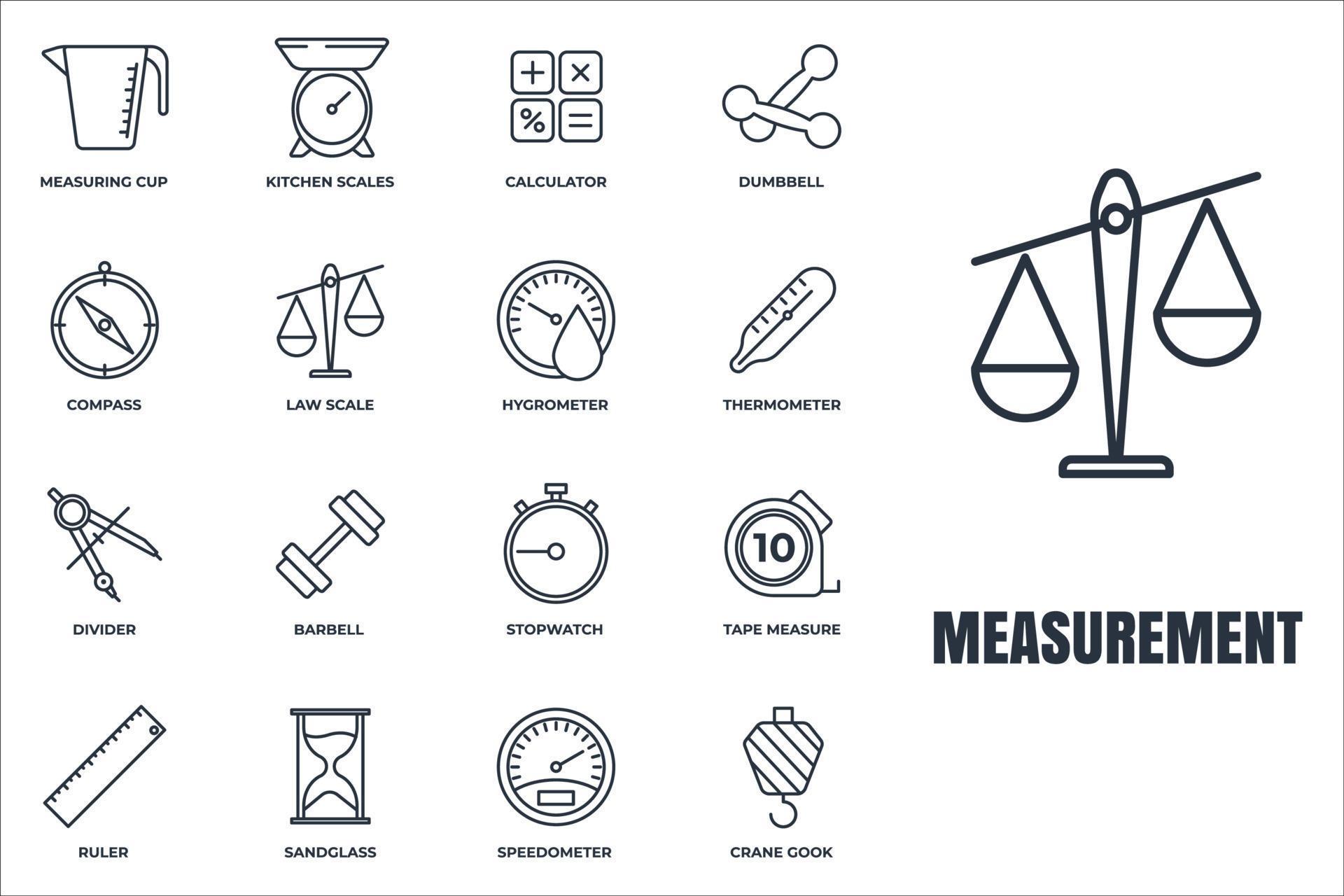 Set Of Measuring Icon Logo Vector Illustration Measure Measurement