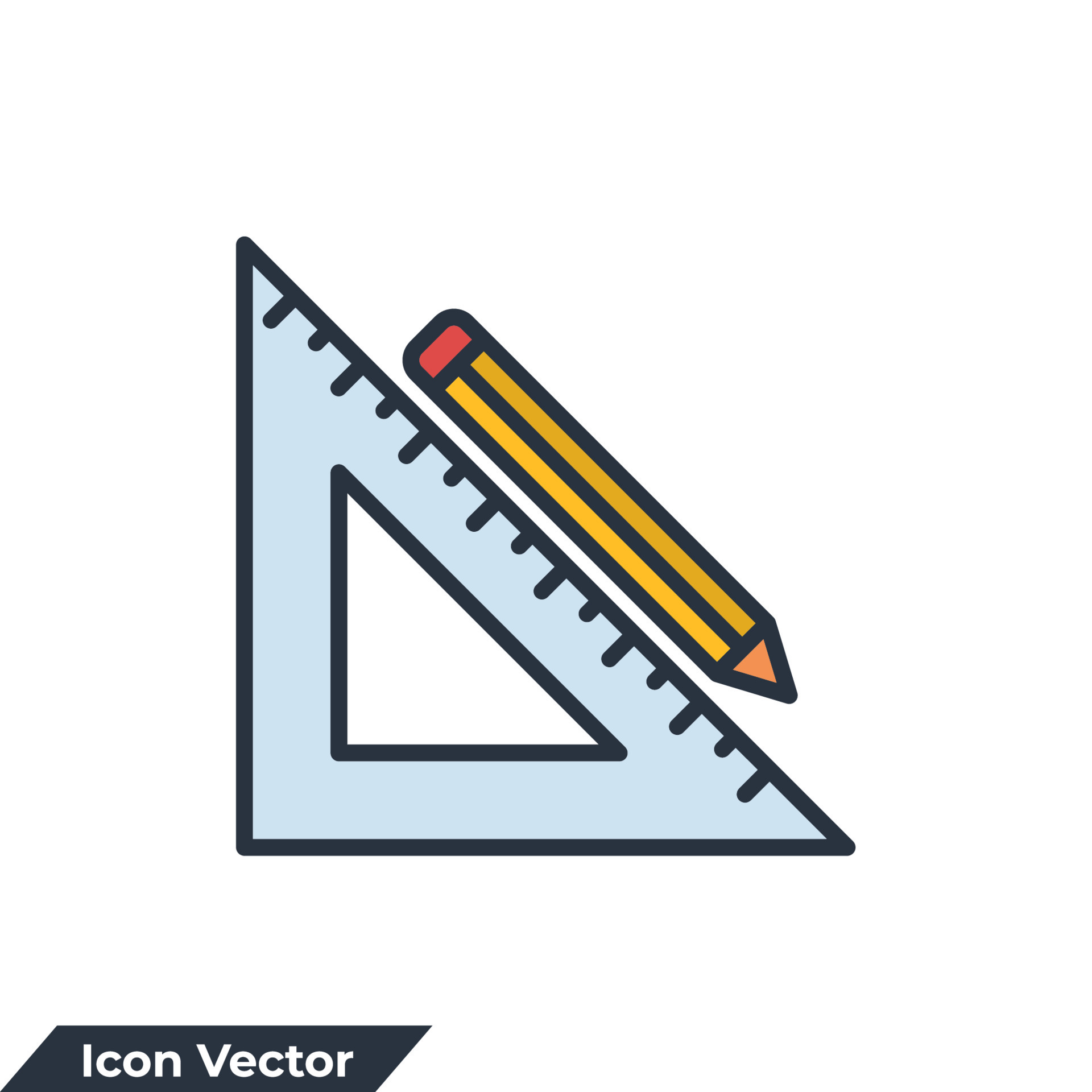 ruler icon logo vector illustration. Measurement and triangle ruler symbol template for graphic ...
