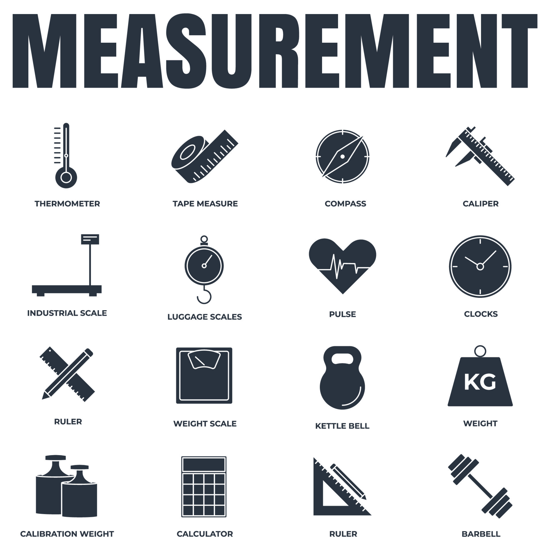 Set Of Measuring Icon Logo Vector Illustration Measure Measurement