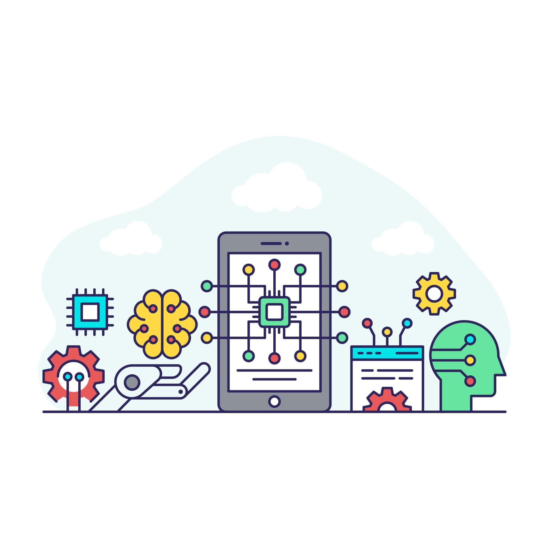 Modern design illustration of mobile processor 9781026 Vector Art at ...