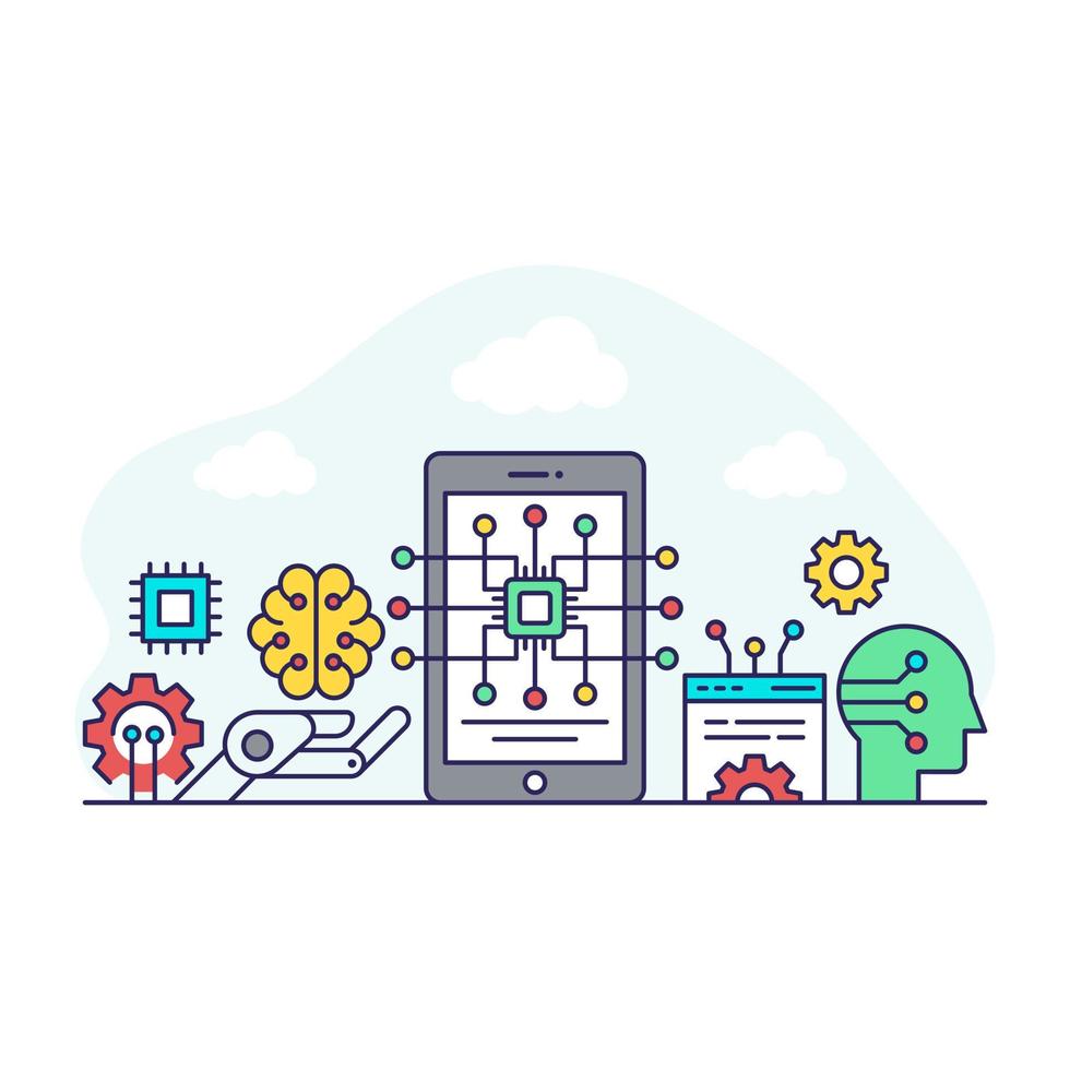 Modern design illustration of mobile processor 9781026 Vector Art at ...