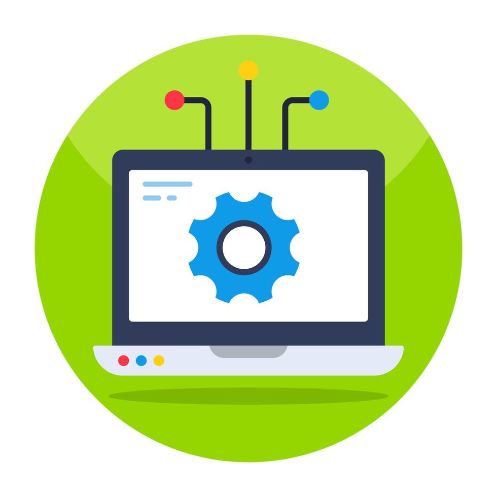 Gear inside laptop, icon of system development 9781507 Vector Art at ...