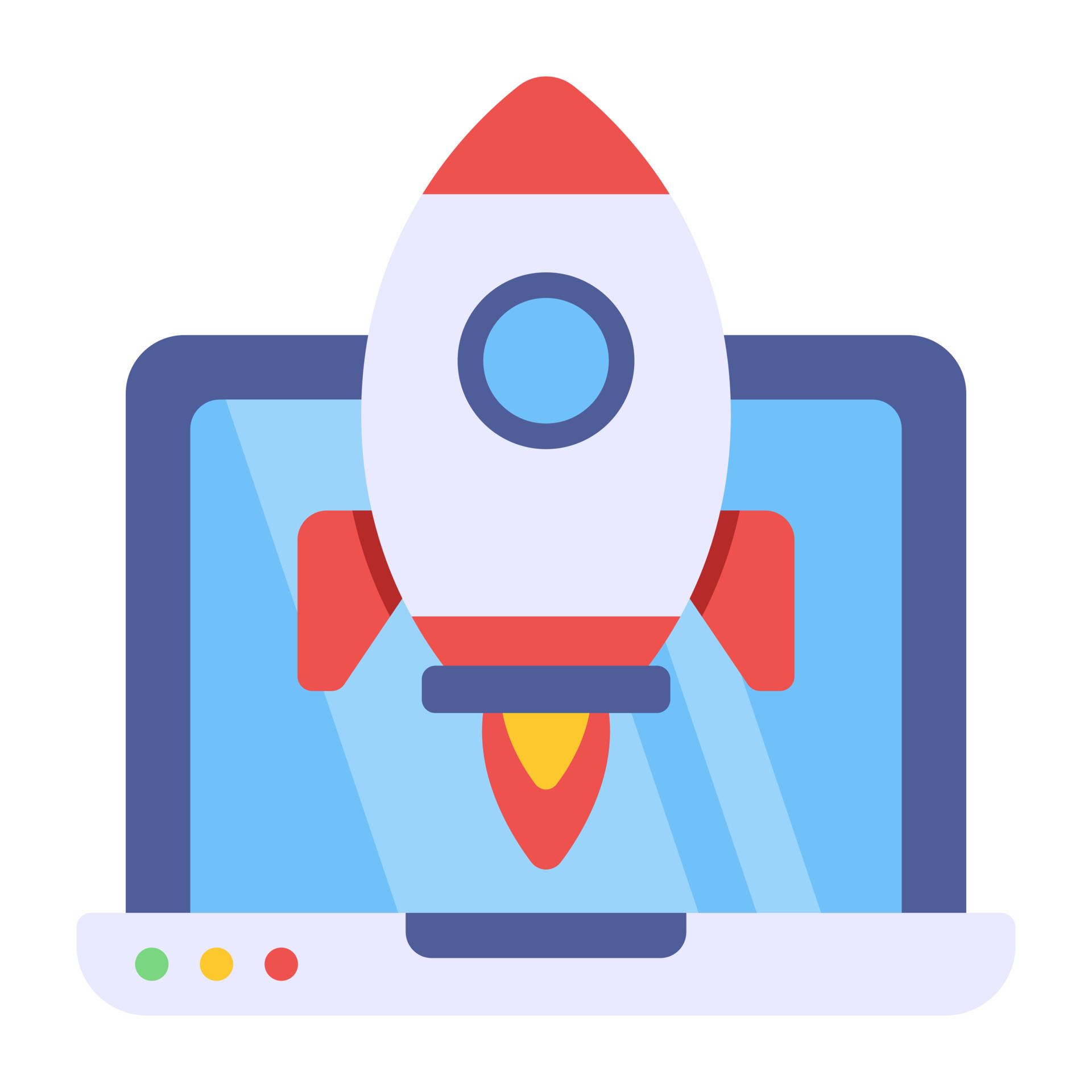 Laptop with rocket showcasing system launch icon 9784370 Vector Art at Vecteezy