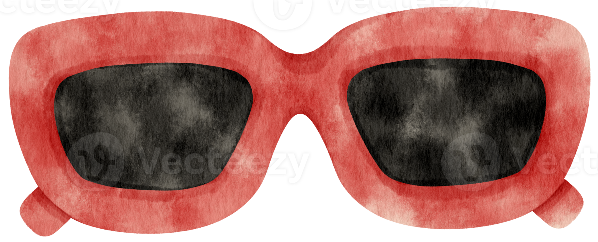 Red Sunglasses Watercolor Illustration For Summer Decorative Element