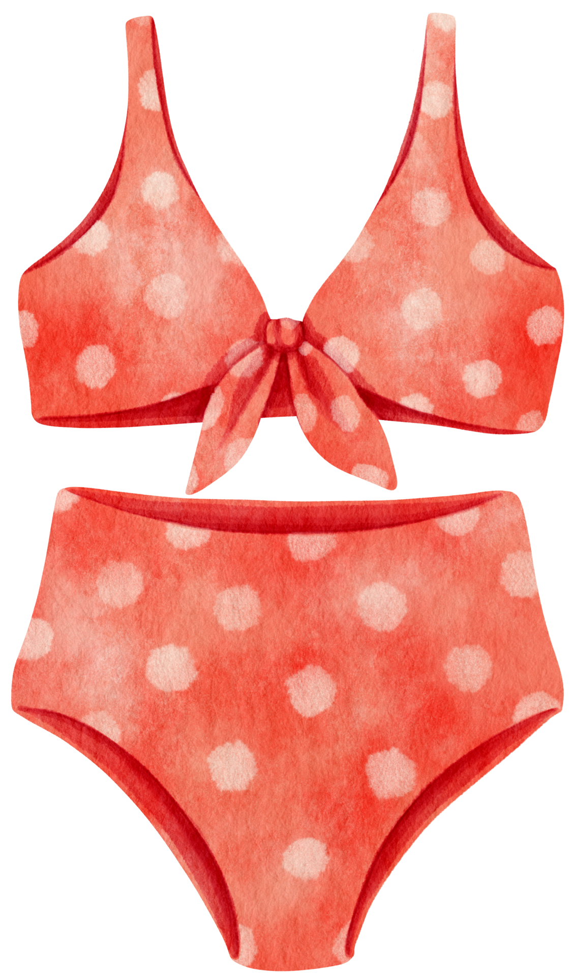 Red Polka Dot Bikini Swimsuits Watercolor Style For Summer Decorative