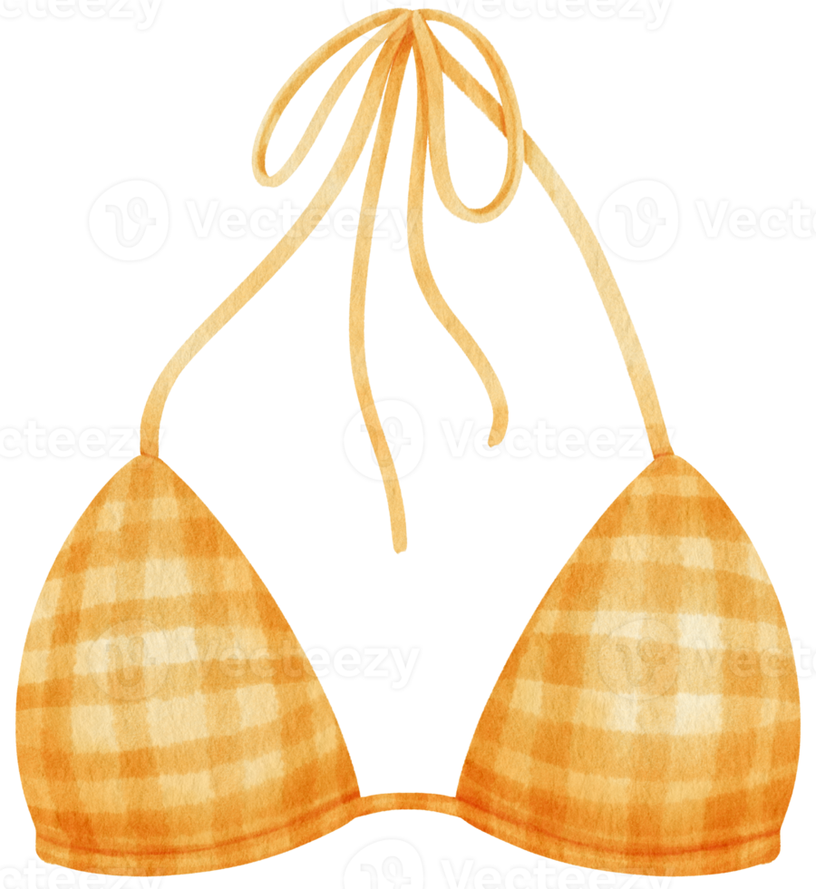 Yellow Checkered Pattern Bikini Swimsuits Watercolor Style 9788017 Png