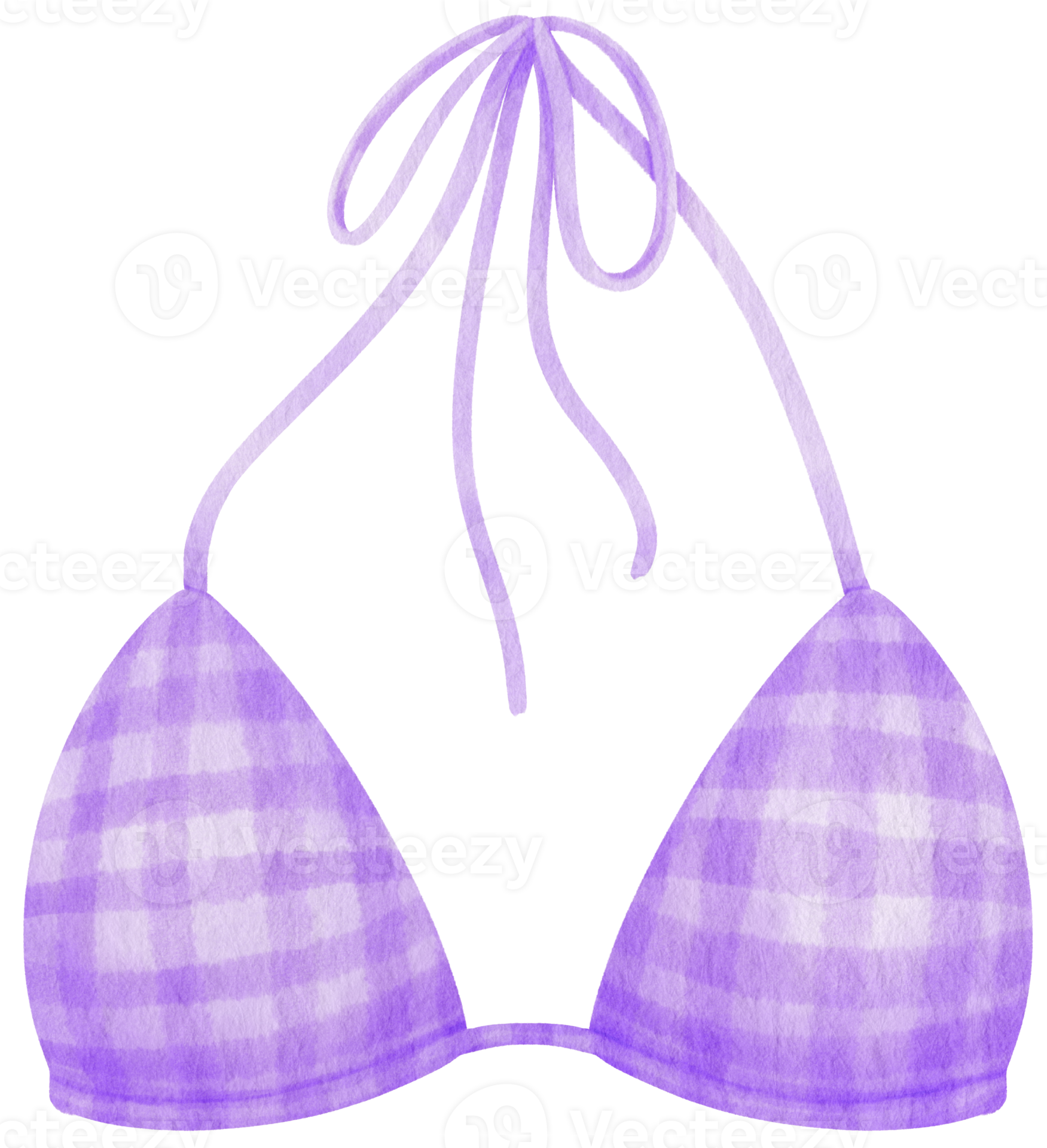Purple Checkered Pattern Two Piece Bikini Swimsuits Watercolor Style