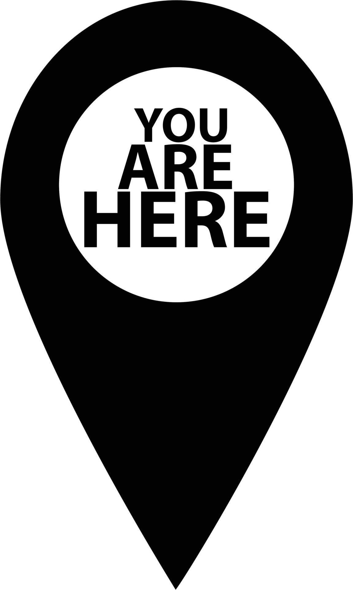 you are here icon on white background. map pointer sign. marker ...