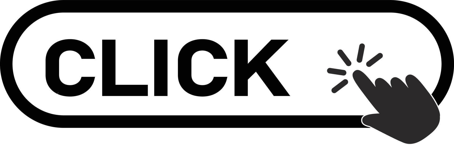 click here button with hand icon on white background. flat style. click ... click here button with hand icon on white background. flat style. click ...