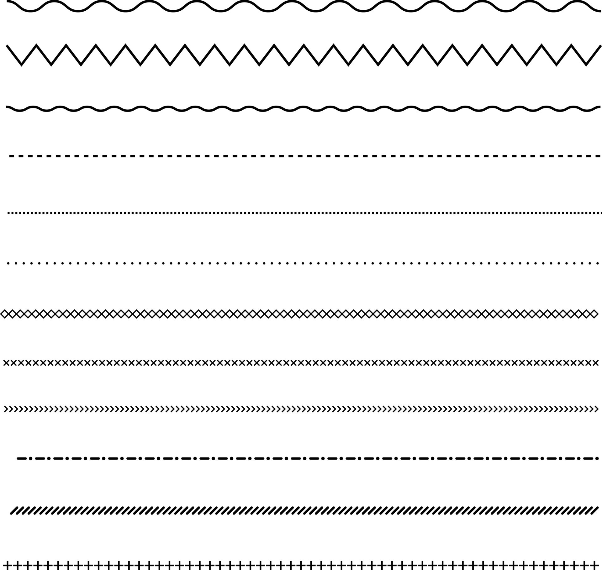 set of line on white background. dot and line patterns. line border ...