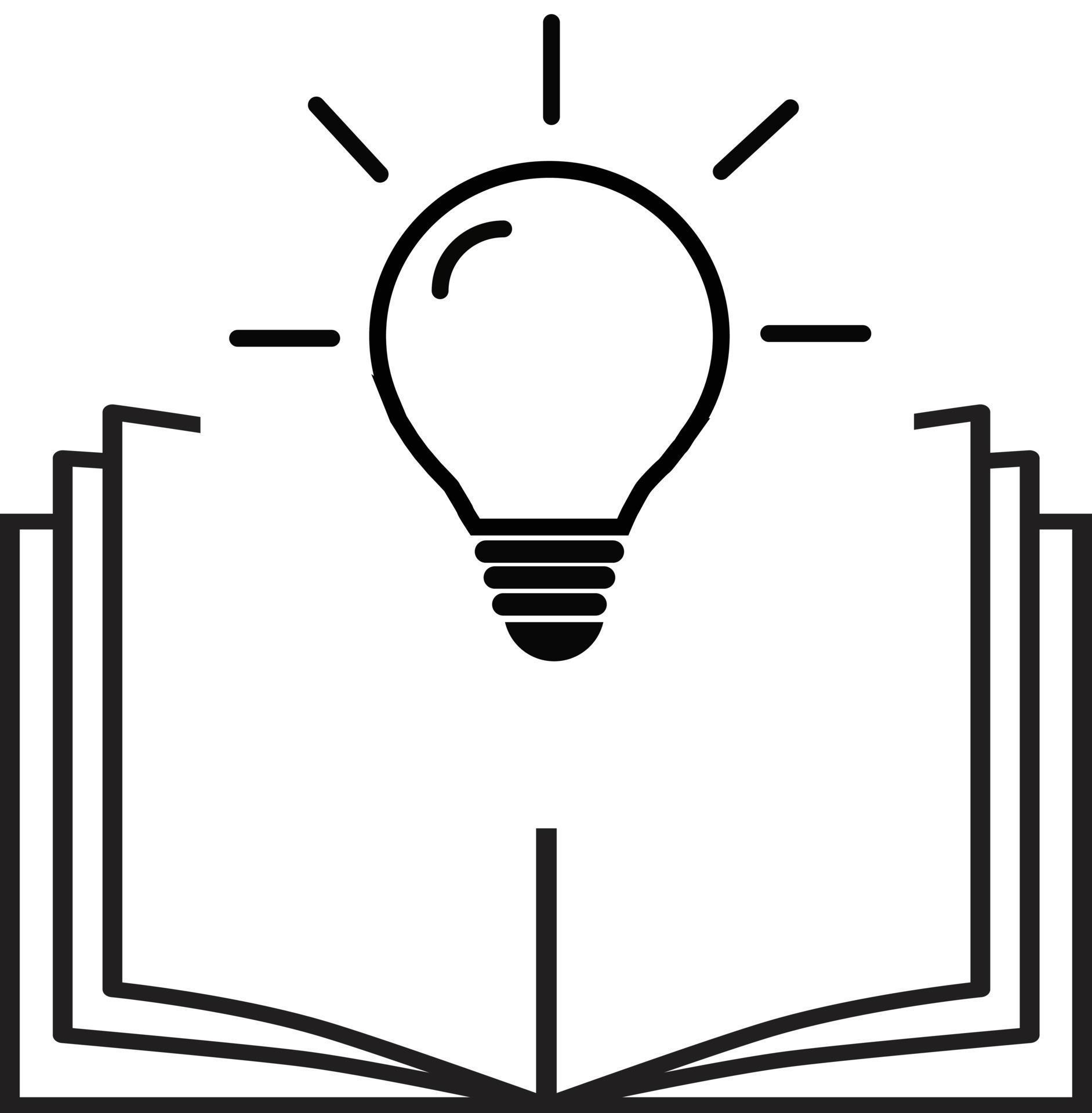 open book with lightbulb icon. concept new knowledge. open book with lightbulb icon on white ...