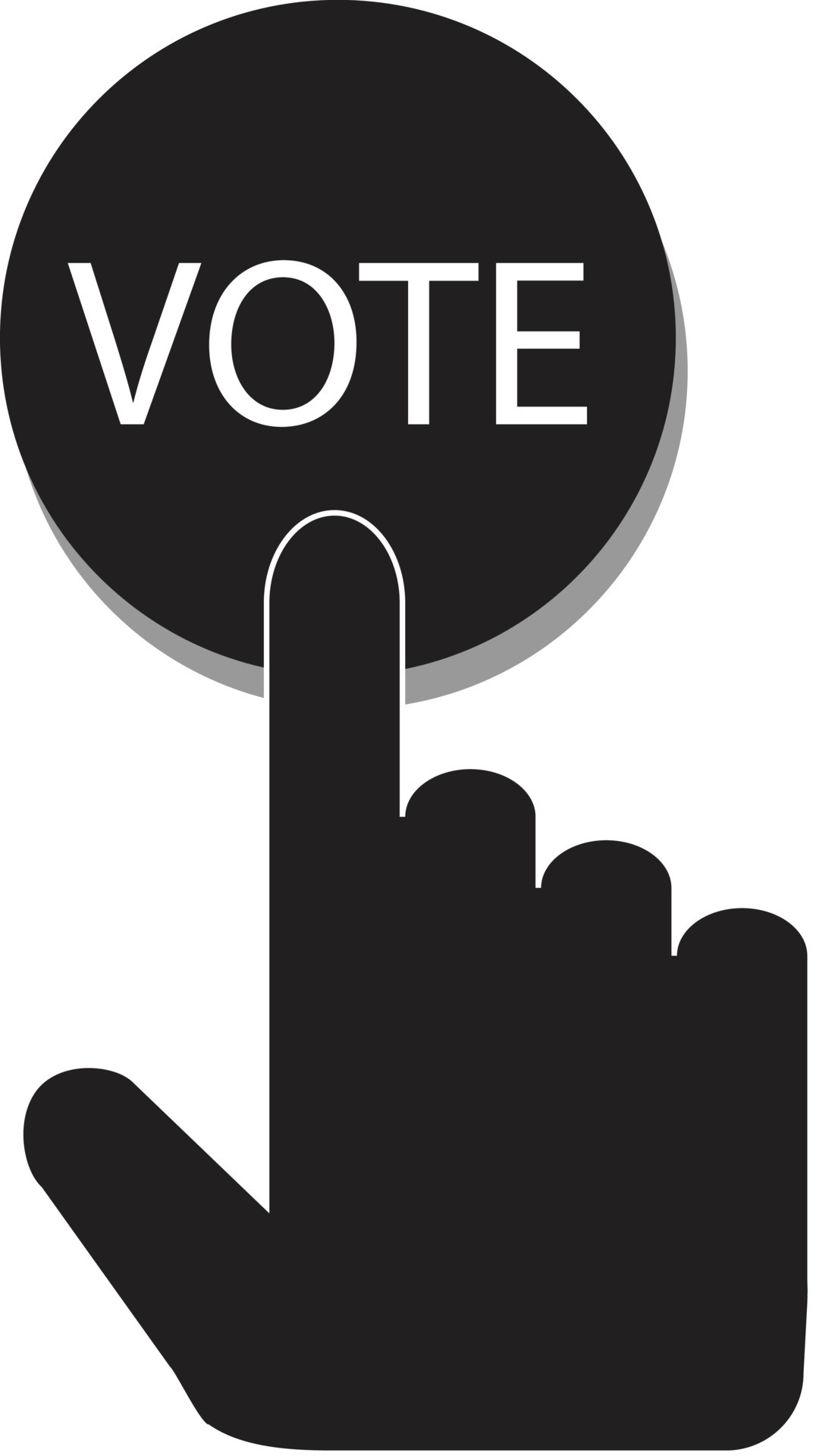 Hand pressing a button with the text VOTE icon on white background ... Hand pressing a button with the text VOTE icon on white background ...