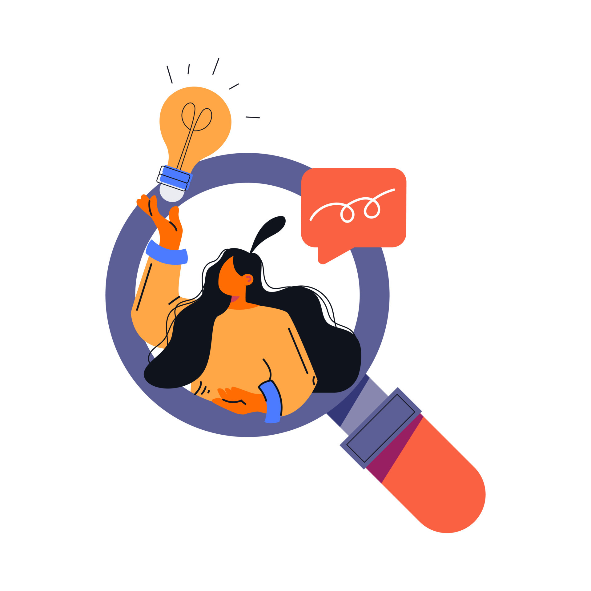 Brain activity abstract concept vector illustration set. Thinking and ...