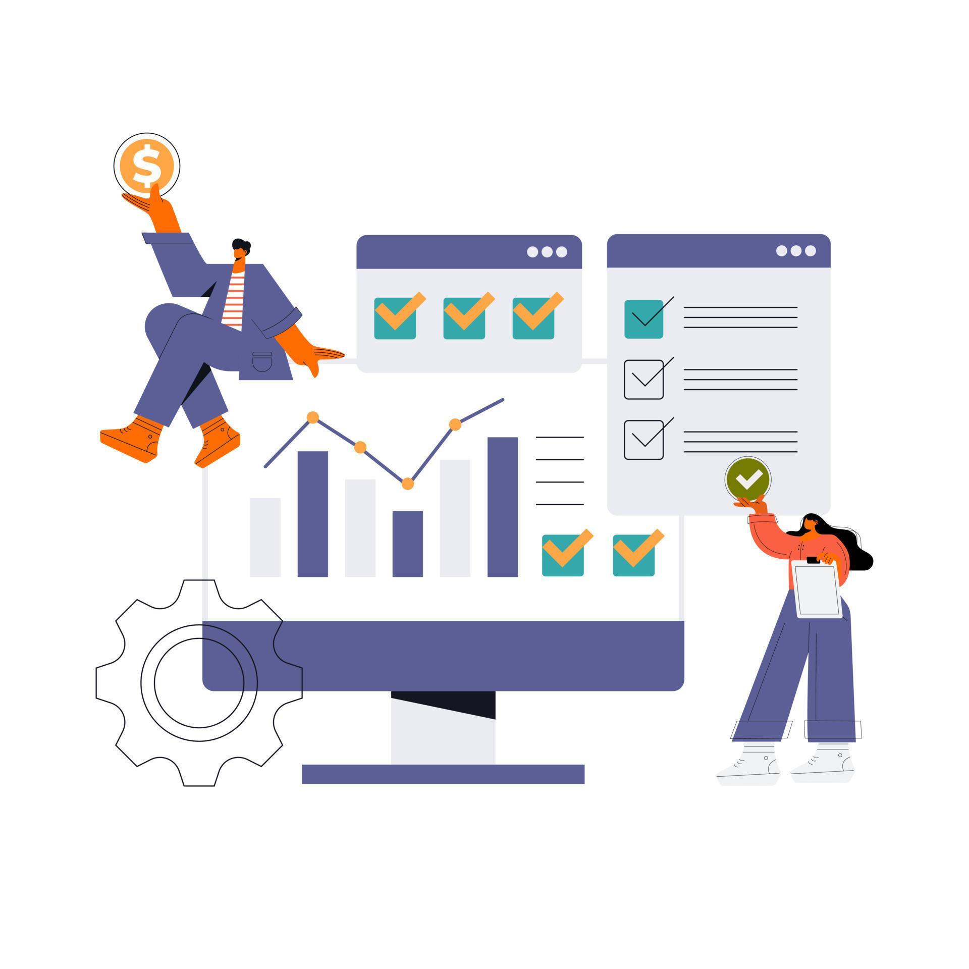 Flat vector design statistical and Data analysis for business finance ...