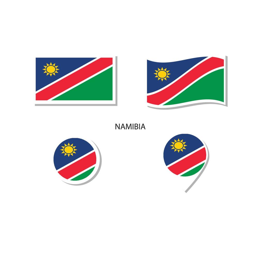 Namibia flag logo icon set, rectangle flat icons, circular shape, marker with flags. 9798311 ...
