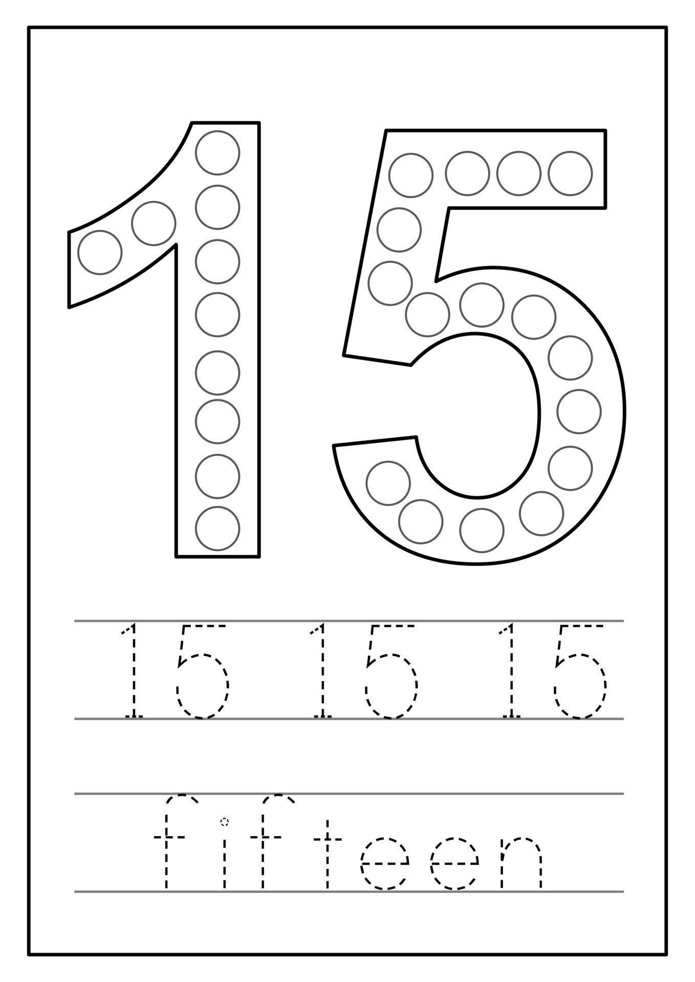 Learning numbers for kids. Number fifteen. Math worksheet. 9826986 Vector Art at Vecteezy