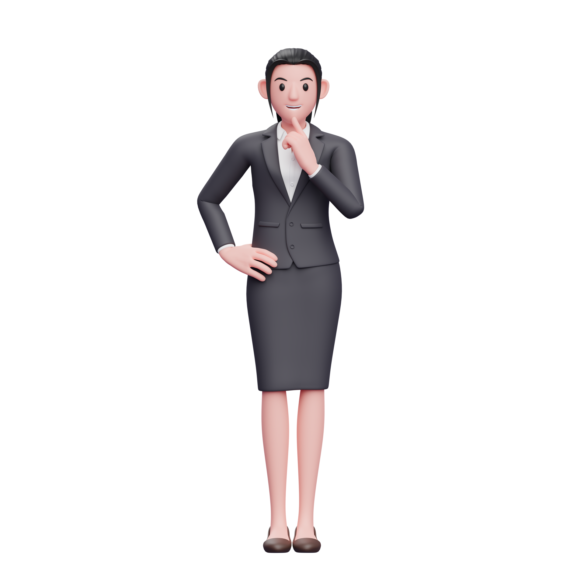 Beautiful Woman In Formal Clothes Thinking 3d Render Business Woman