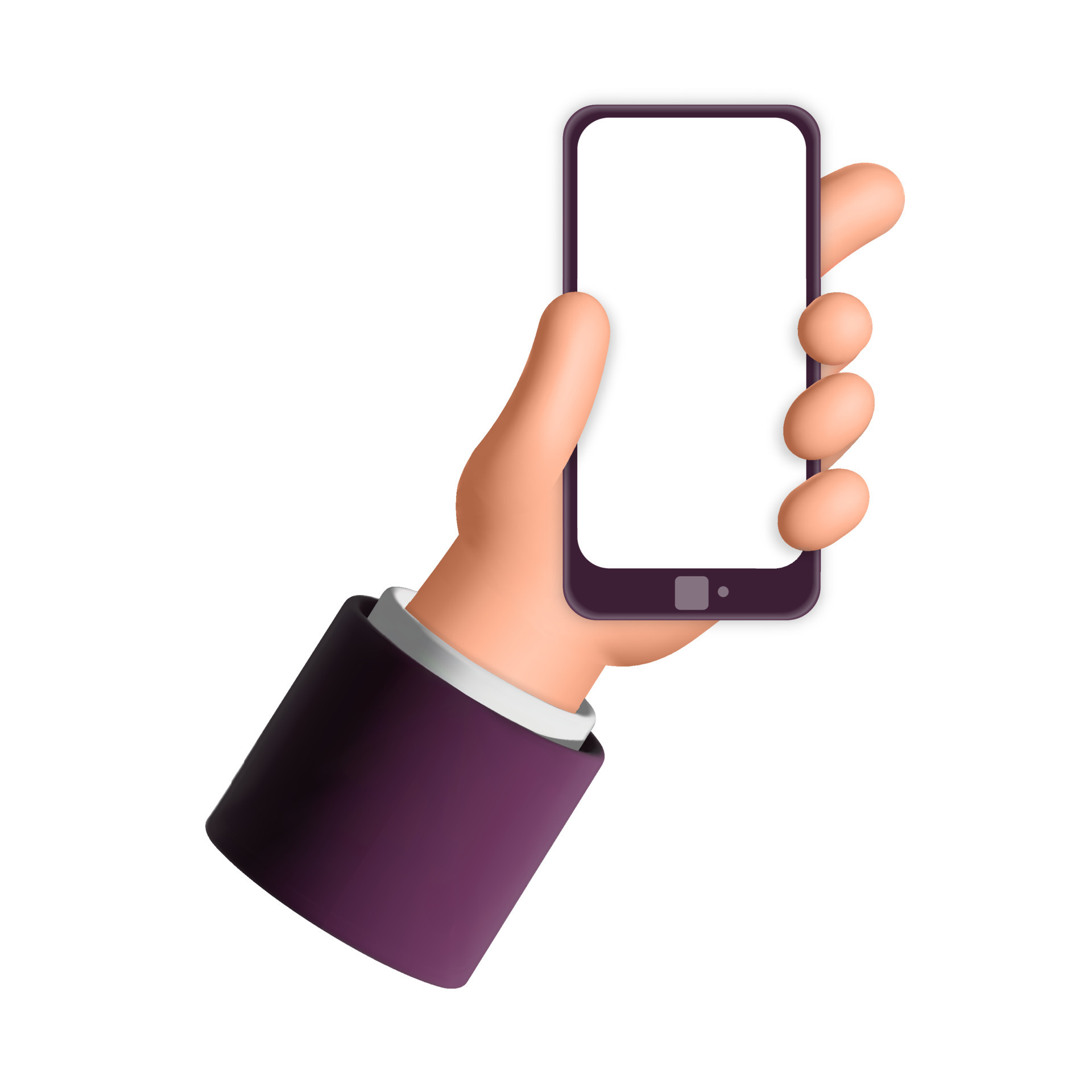 Man Hand In Office Cloth Holdings Phone Mockup Template 3d Vector