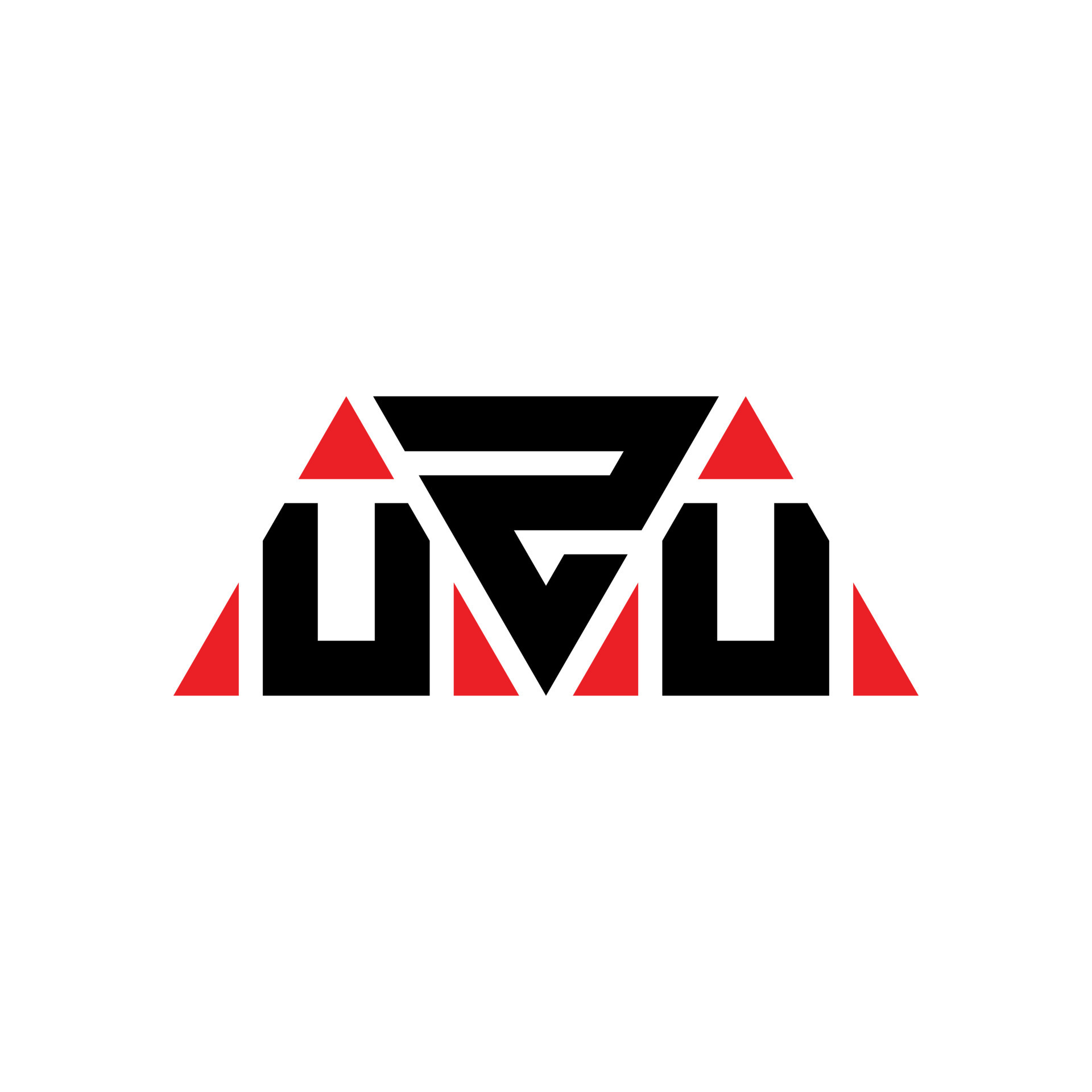 diseño de logotipo de letra triangular uzu con forma de triángulo. monograma de diseño del ...