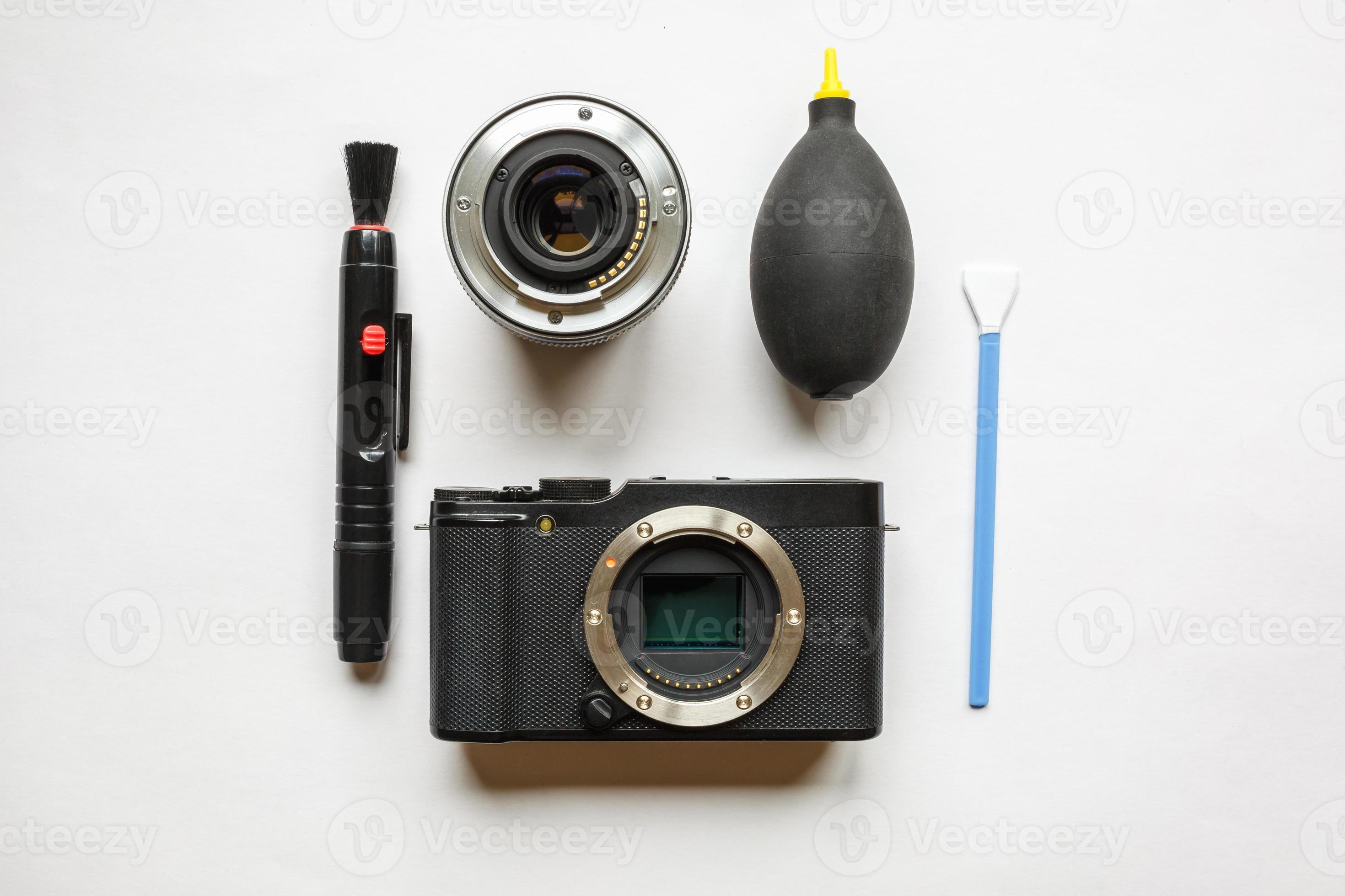 professional tools for digital APS-C dirty camera matrix sensor cleaning on white background ...