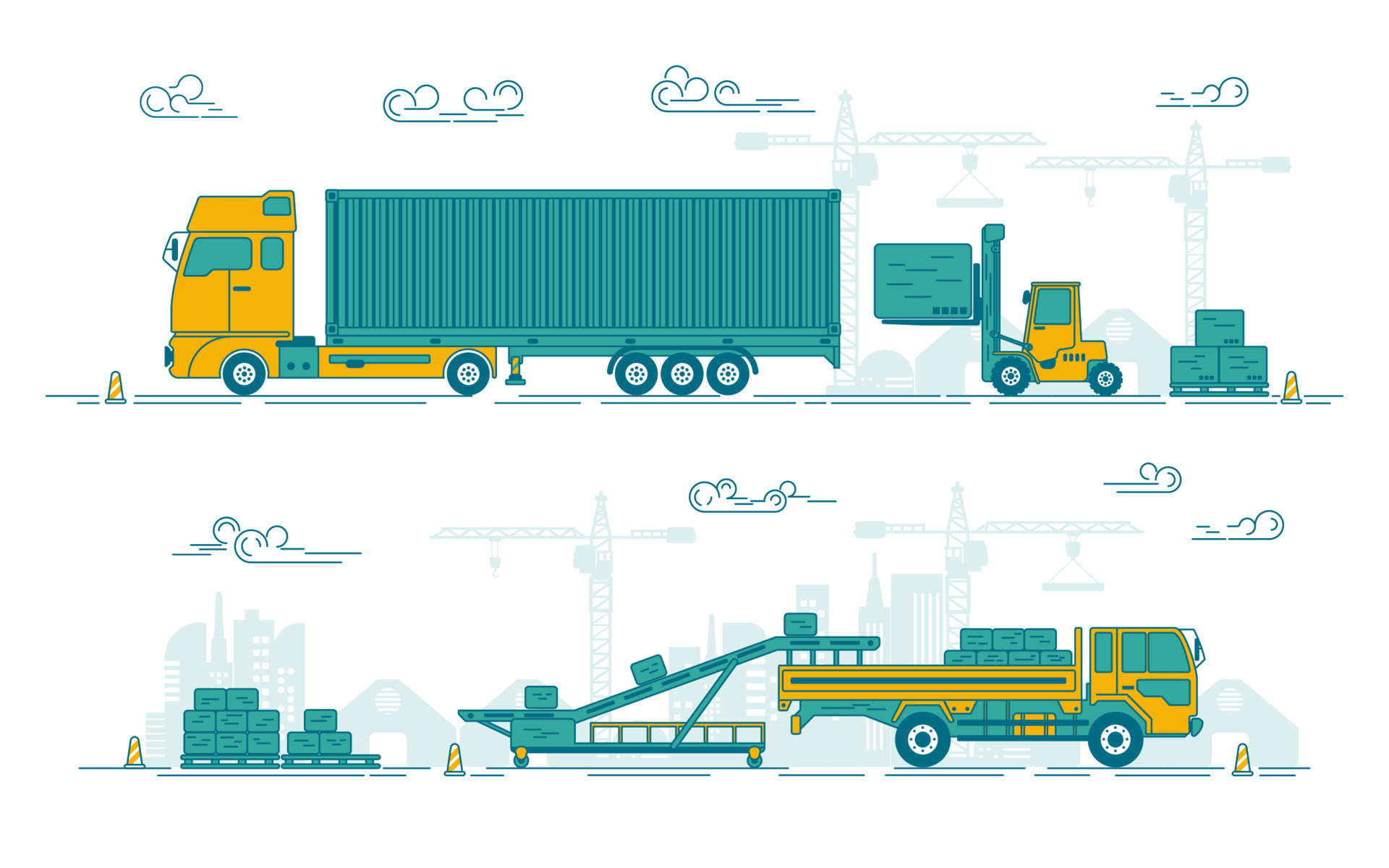 factory loading set 9829488 Vector Art at Vecteezy