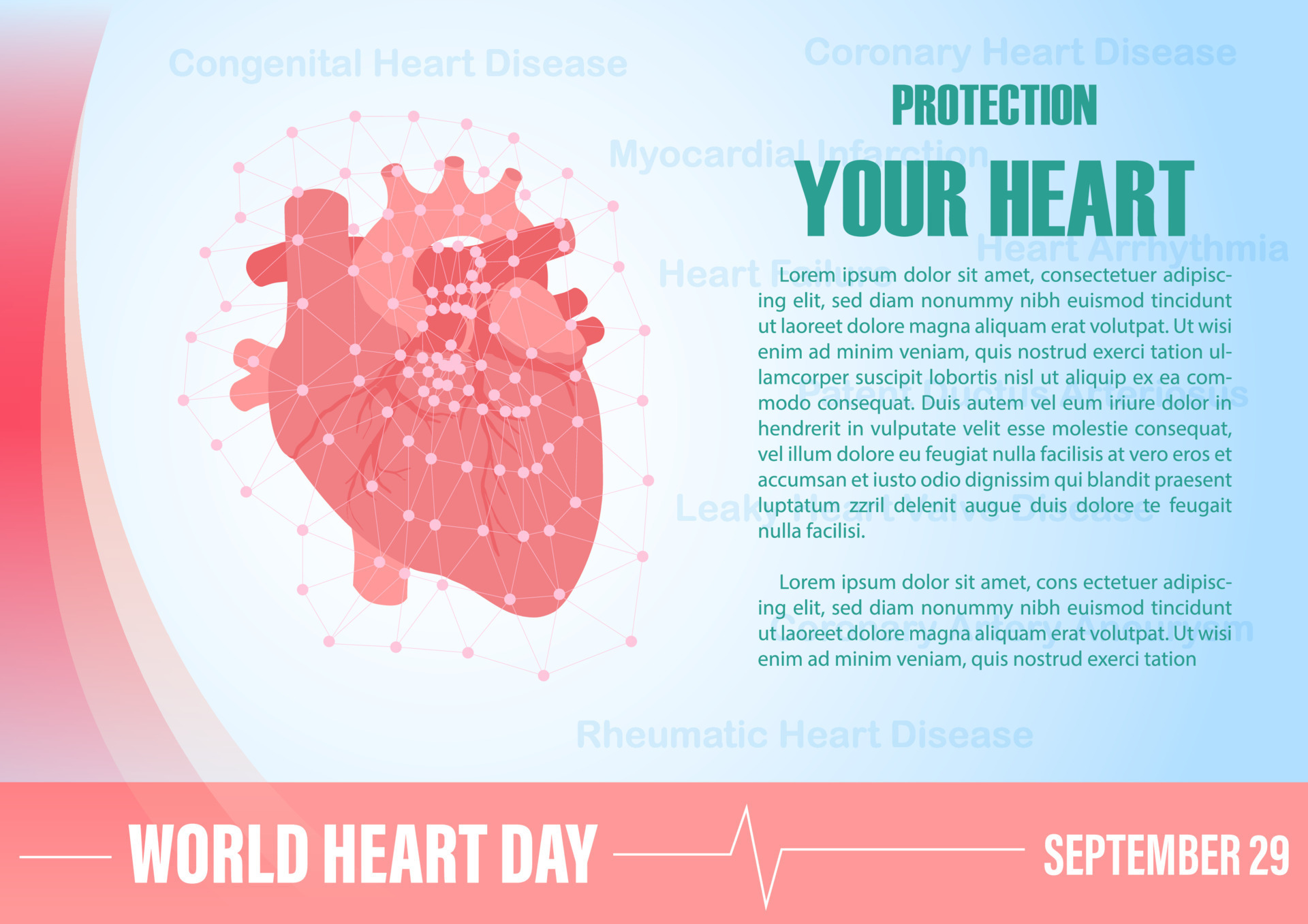 Human heart protected by net with wording of event and the days with name letters campaign on ...