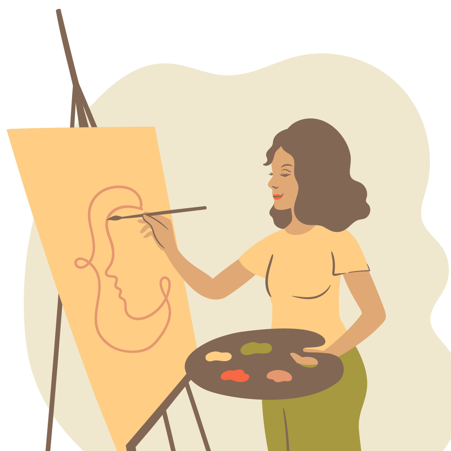 The Artist Paints A Picture On Canvas Vector Graphics 9830844 Vector The Artist Paints A Picture On Canvas Vector Graphics 9830844 Vector