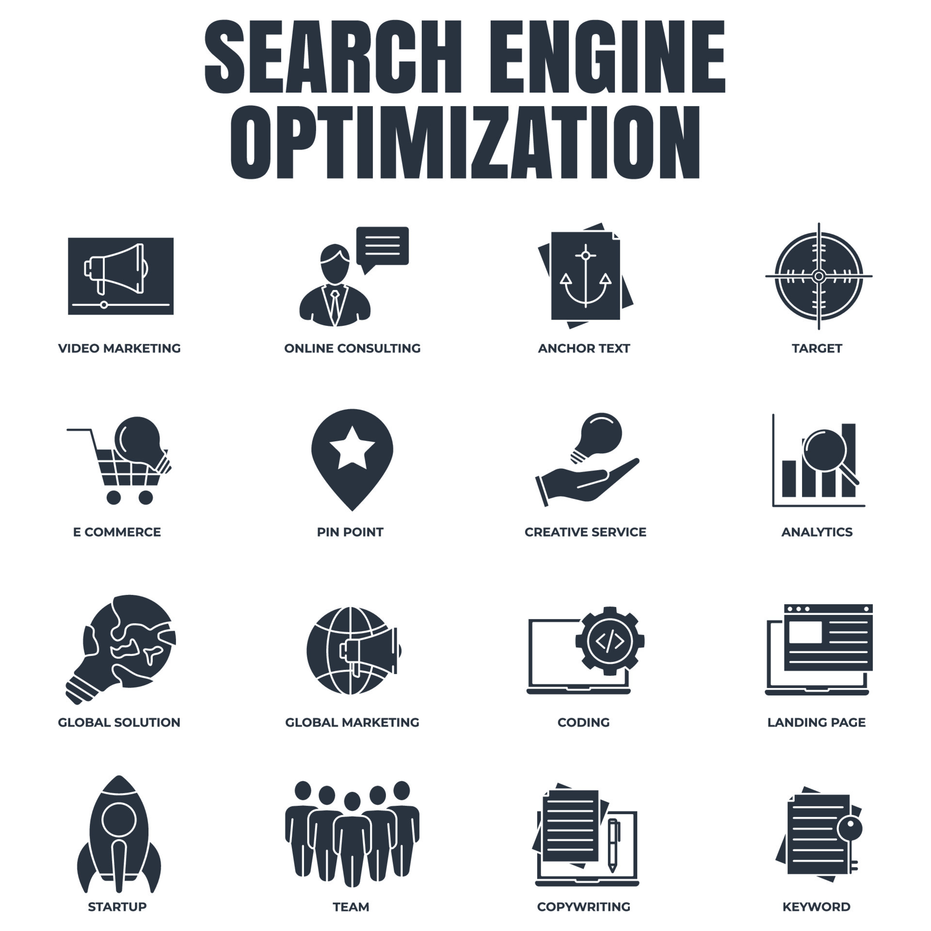 Set of Search Engine Optimization icon logo vector illustration. SEO ...