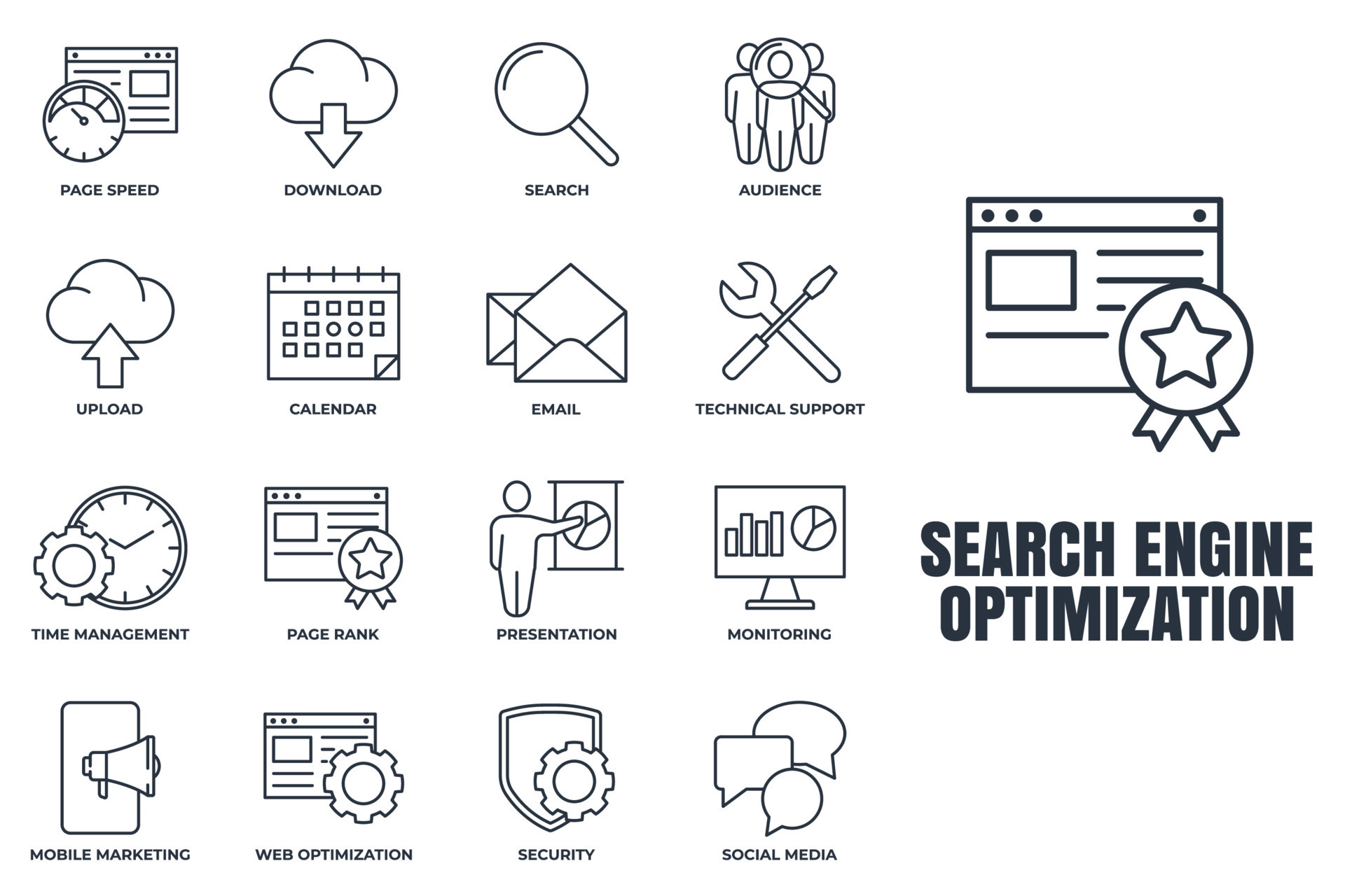 Set of Search Engine Optimization icon logo vector illustration. SEO ...