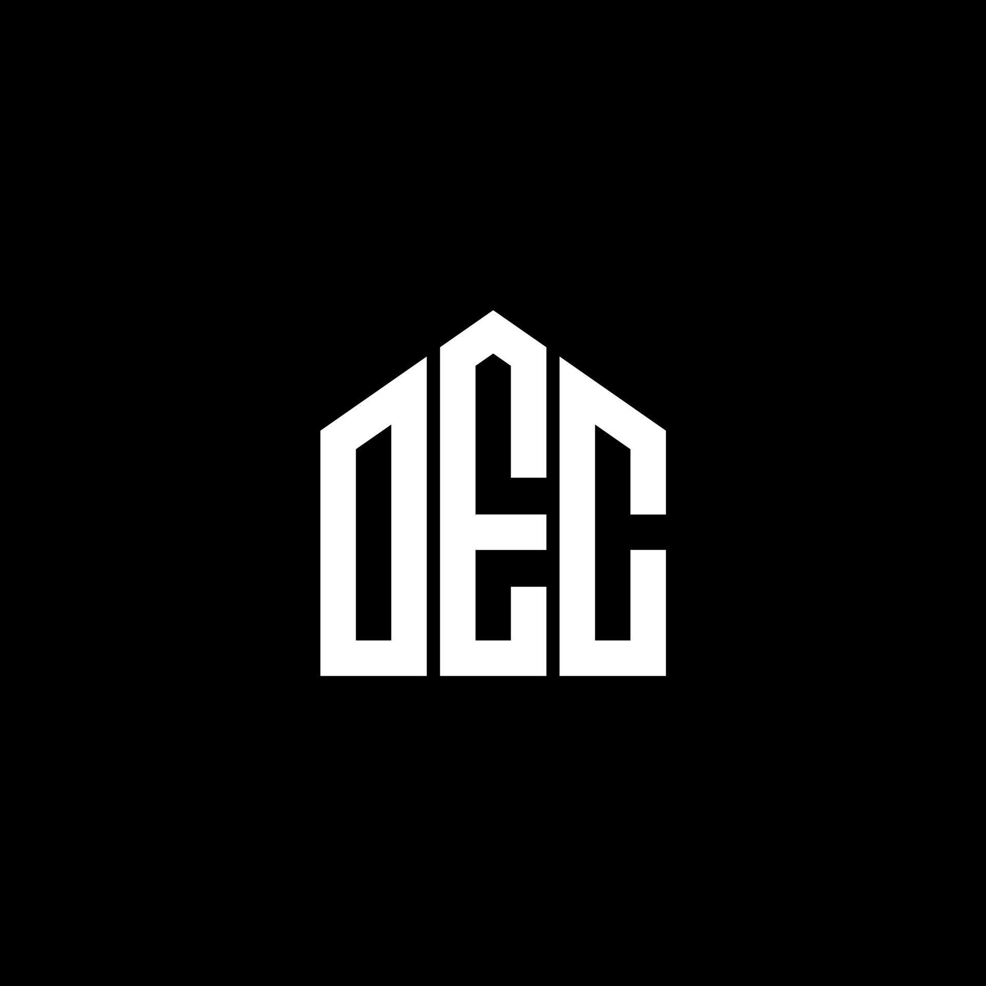 diseño de letras oec. diseño de logotipo de letras oec sobre fondo negro. concepto de logotipo ...