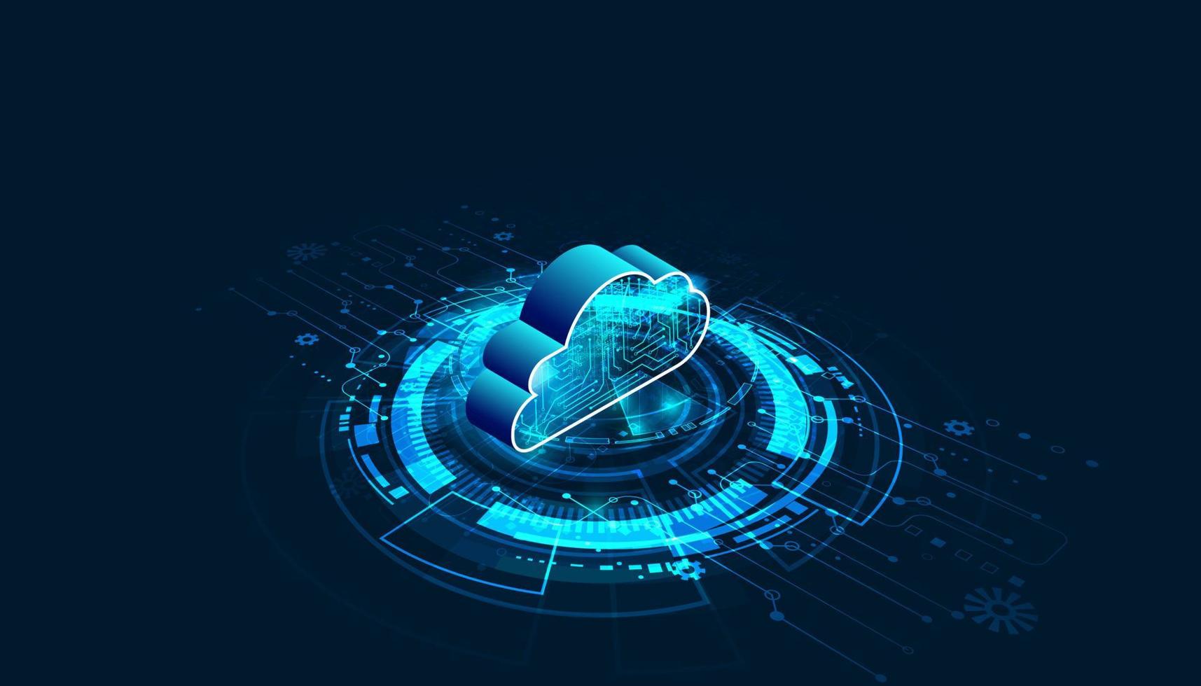 Abstract cloud technology with big data and interface concept Connection by collecting data in ...