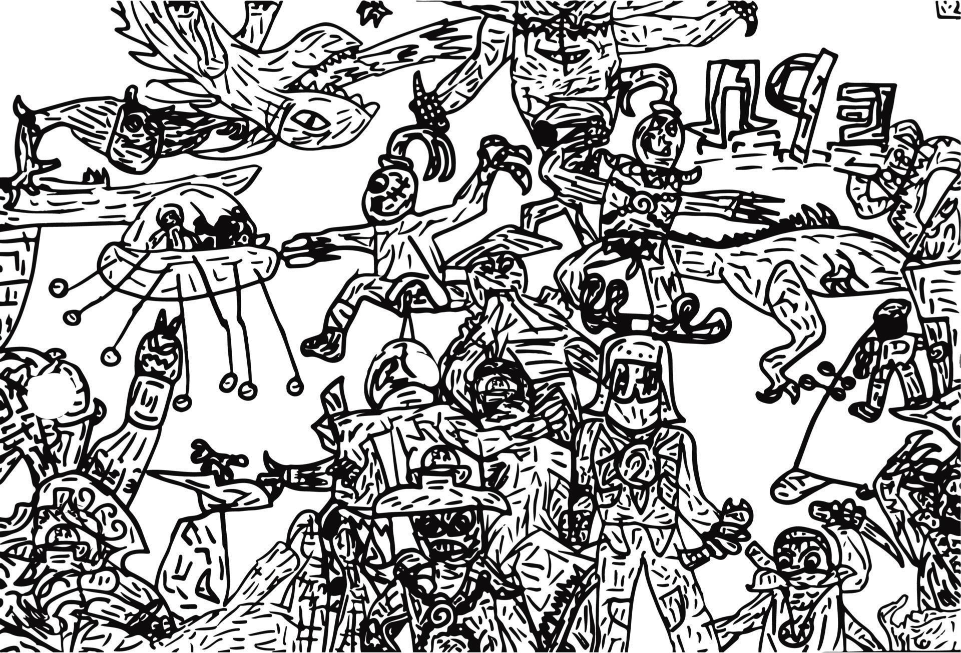 Scribble character background 9841896 Vector Art at Vecteezy