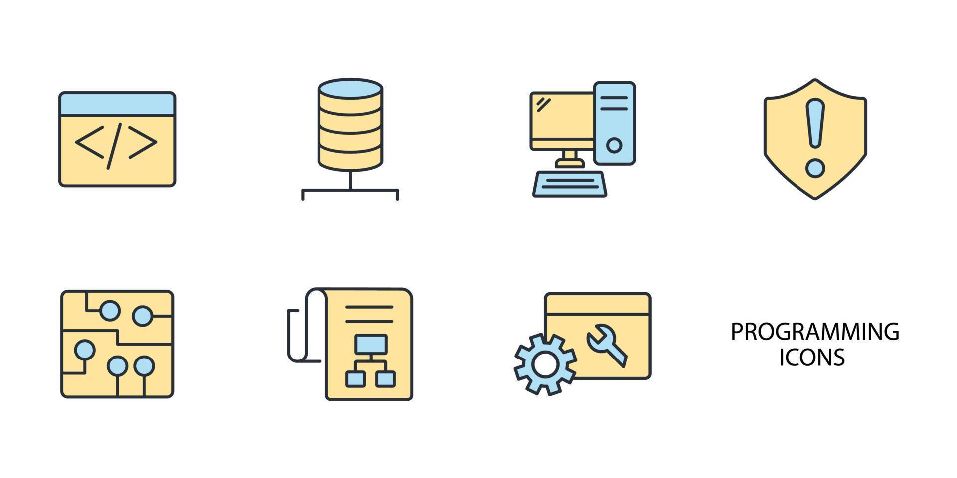 Programming And Coding Icons Set Programming And Coding Pack Symbol Vector Elements For