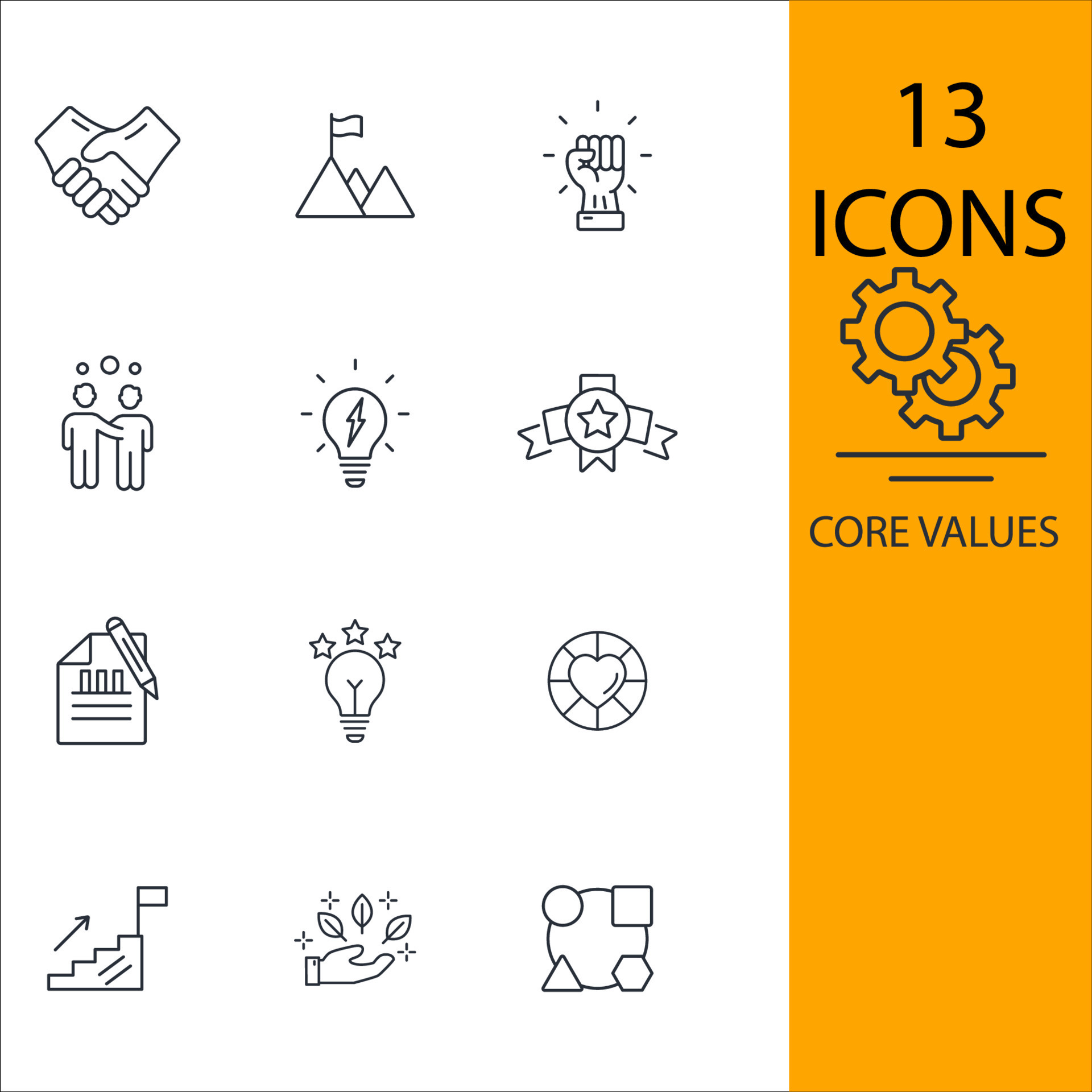 Core Values Icons Set Core Values Pack Symbol Vector Elements For