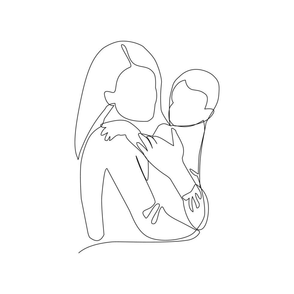 Vector illustration of mother and son drawn in line art style 9842422 ...