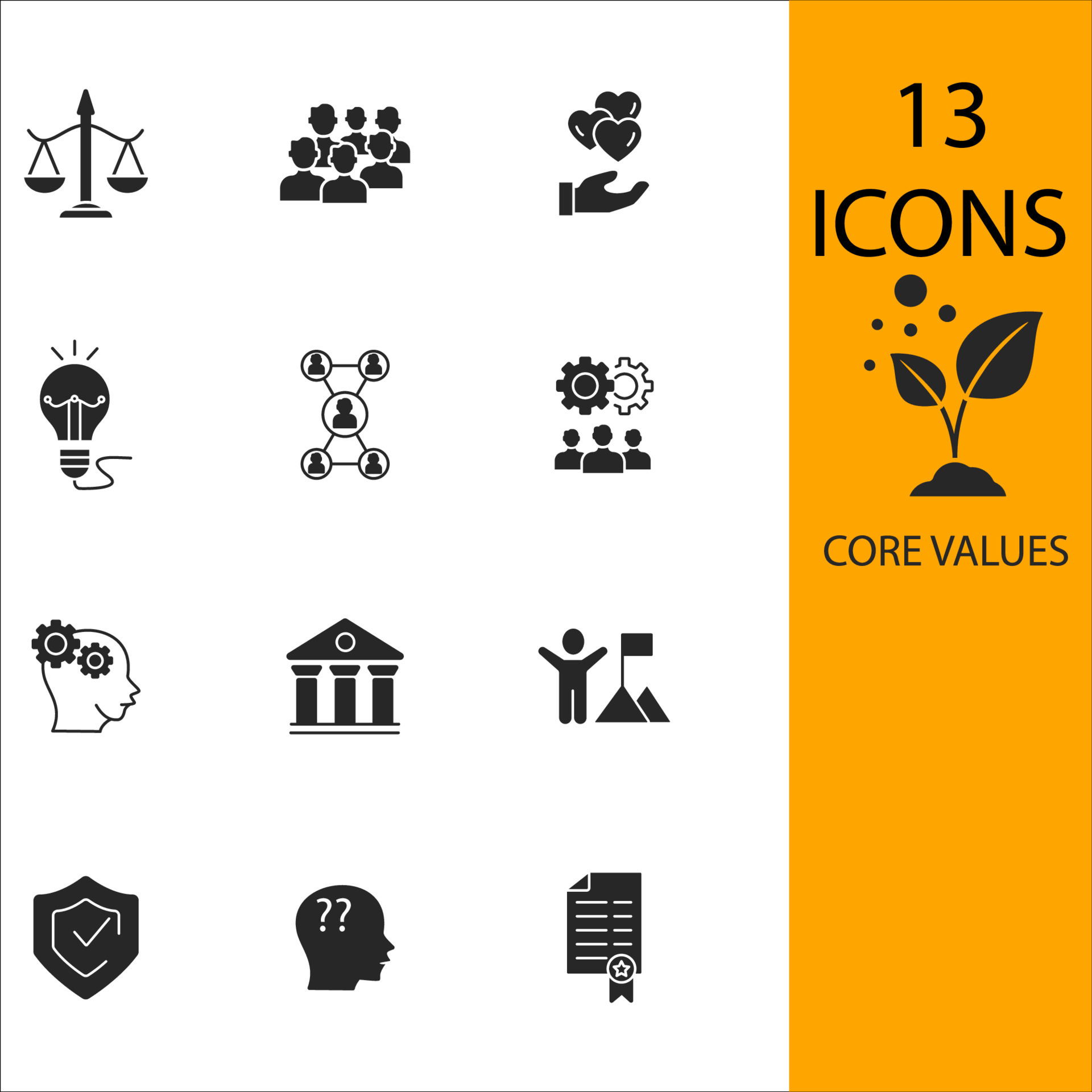 Core Values Icons Set Core Values Pack Symbol Vector Elements For