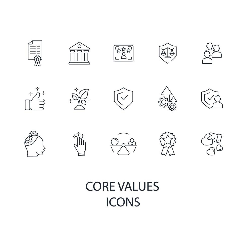 Core Values Icons Set Core Values Pack Symbol Vector Elements For
