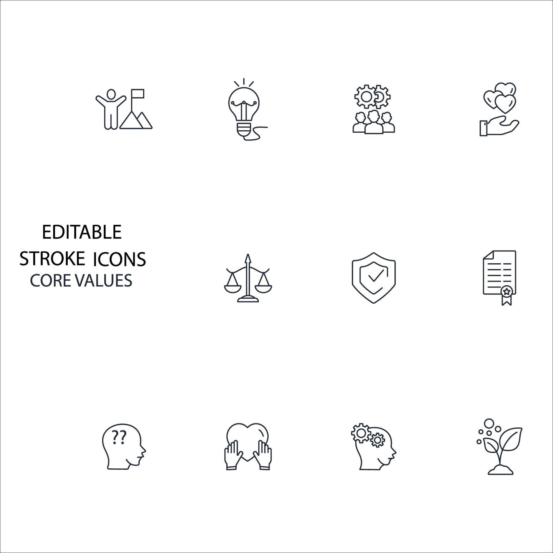 Core Values Icons Set Core Values Pack Symbol Vector Elements For