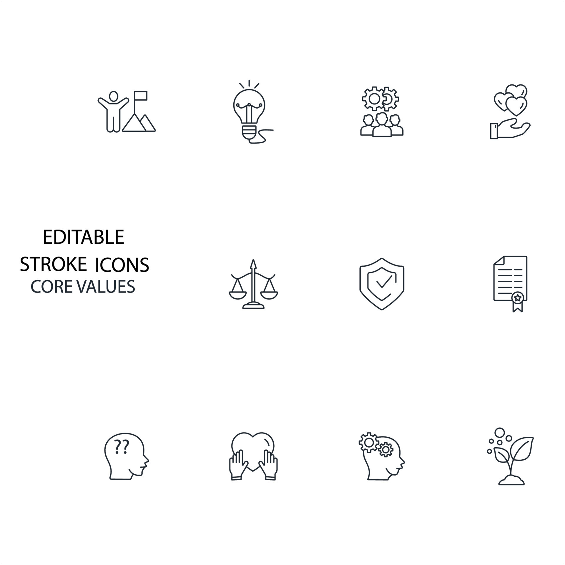Core Values Icons Set Core Values Pack Symbol Vector Elements For