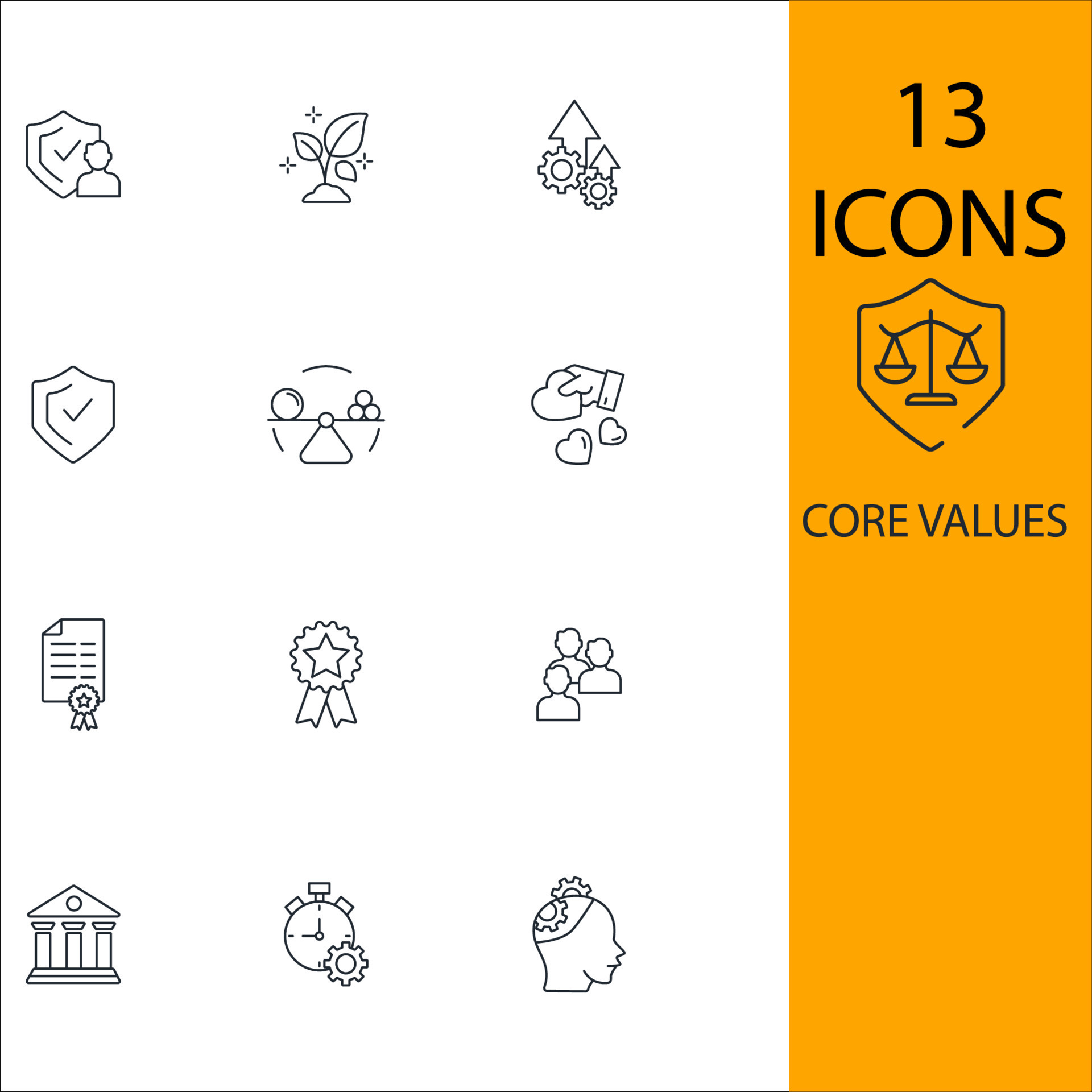 Core Values Icons Set Core Values Pack Symbol Vector Elements For