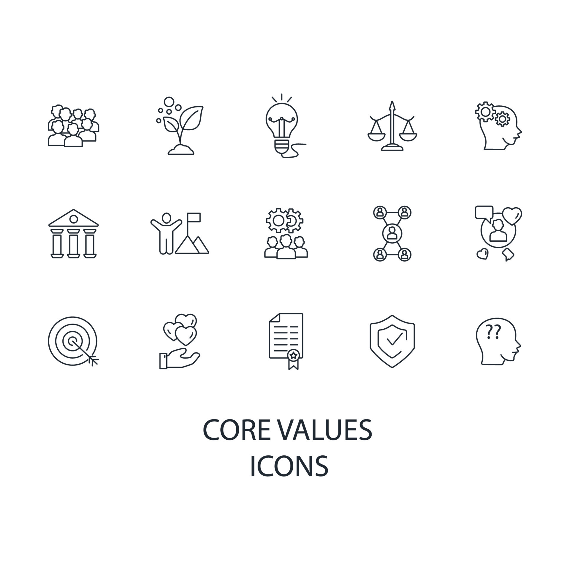 Core Values Icons Set Core Values Pack Symbol Vector Elements For Infographic Web 9843099