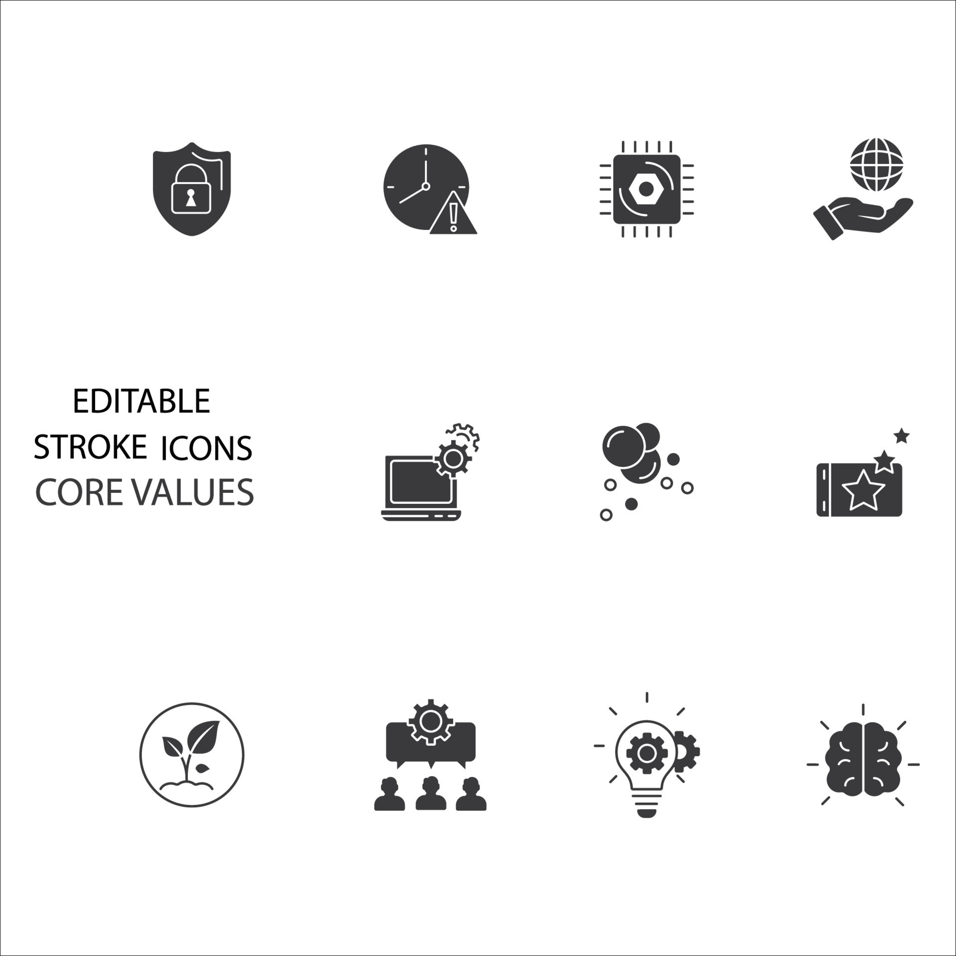 Conjunto De Iconos De Valores Fundamentales Valores Centrales Paquete De Elementos De Vector De