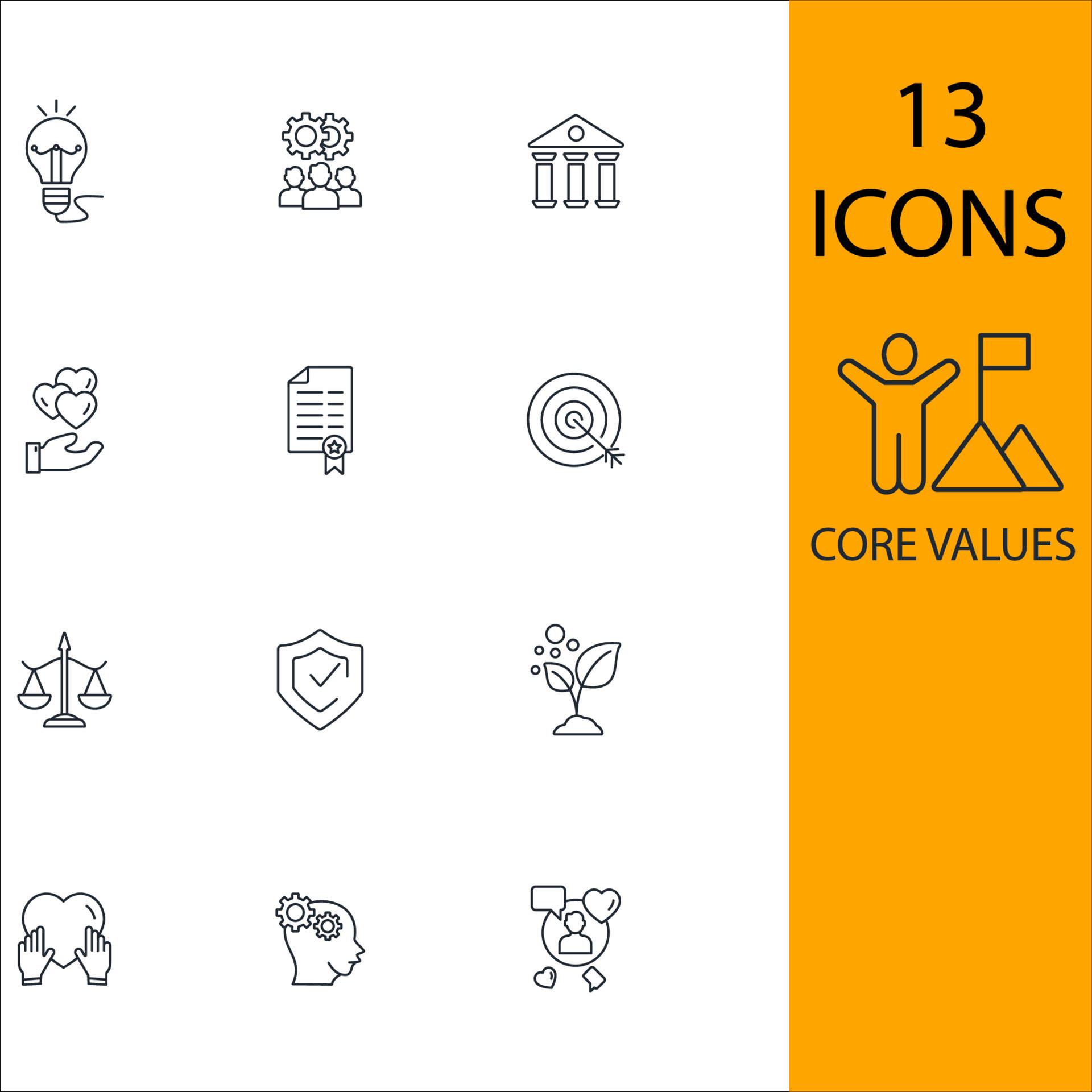 Core Values Icons Set Core Values Pack Symbol Vector Elements For