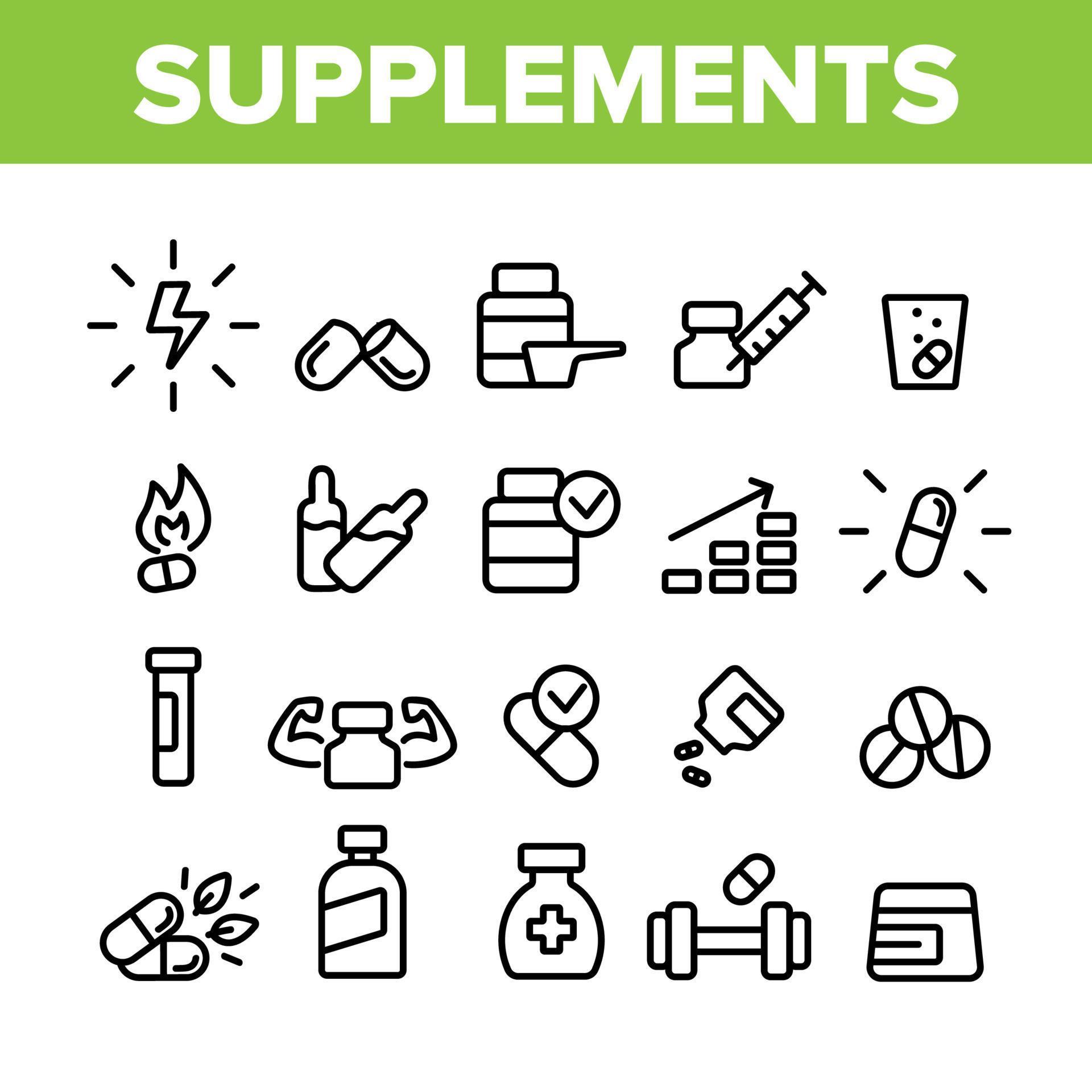 Supplements Collection Elements Icons Set Vector 9848063 Vector Art At