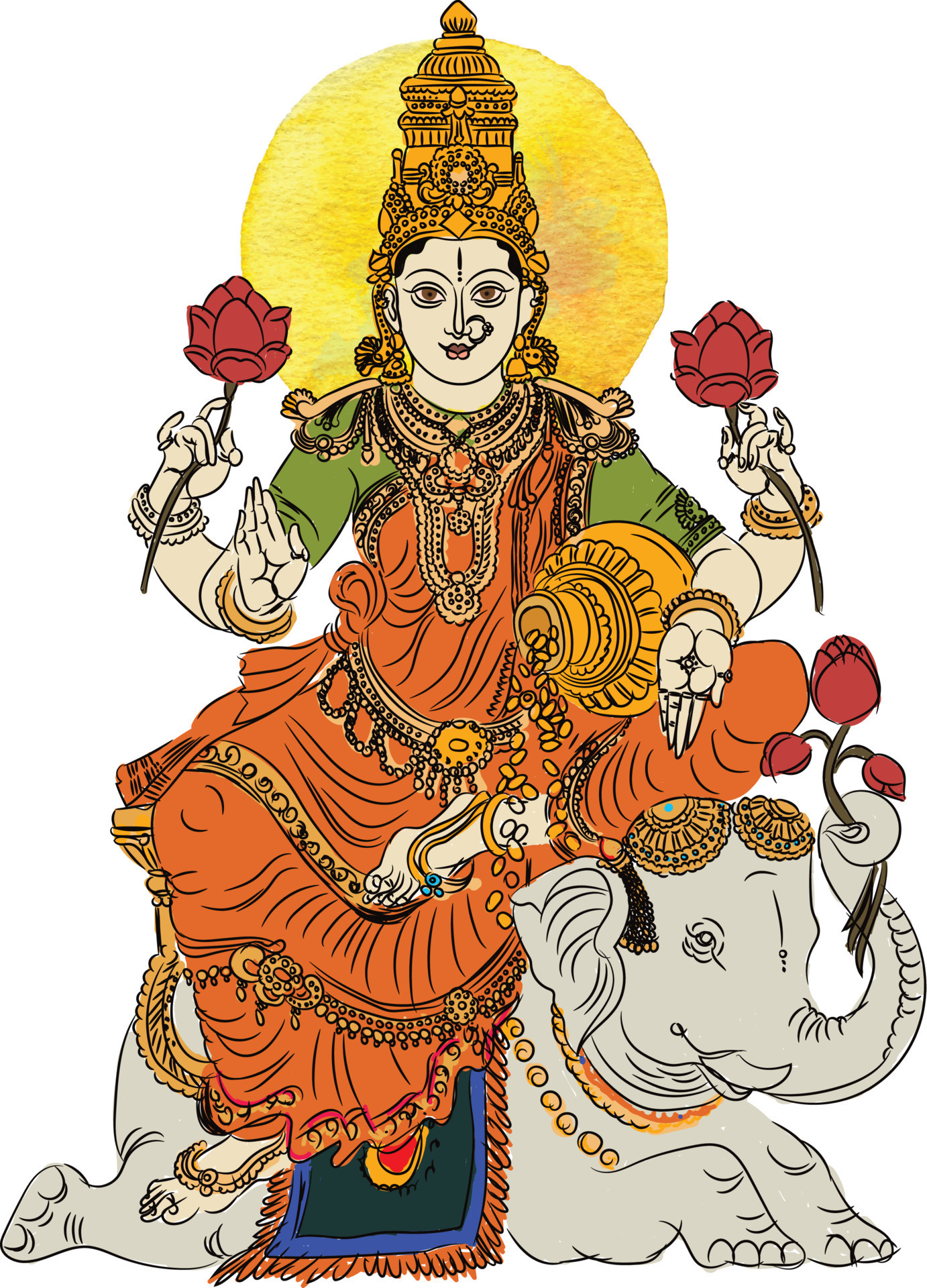 The Hindu goddess of wealth Lakshmi Seated on White Elephant 9854723 ... The Hindu goddess of wealth Lakshmi Seated on White Elephant 9854723 ...