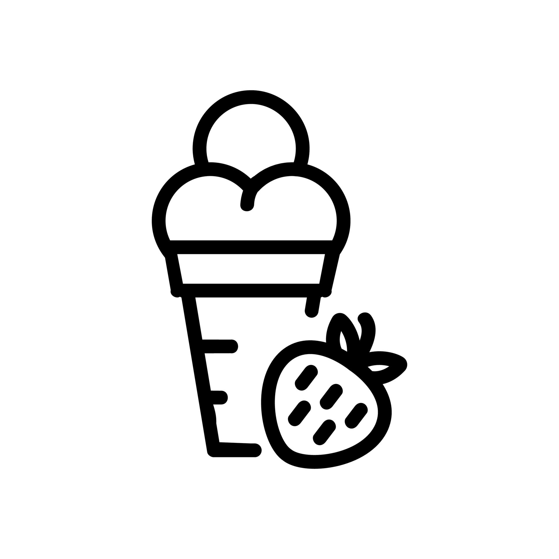 Strawberry Ice Cream Cone Icon Vector Outline Illustration 9856491