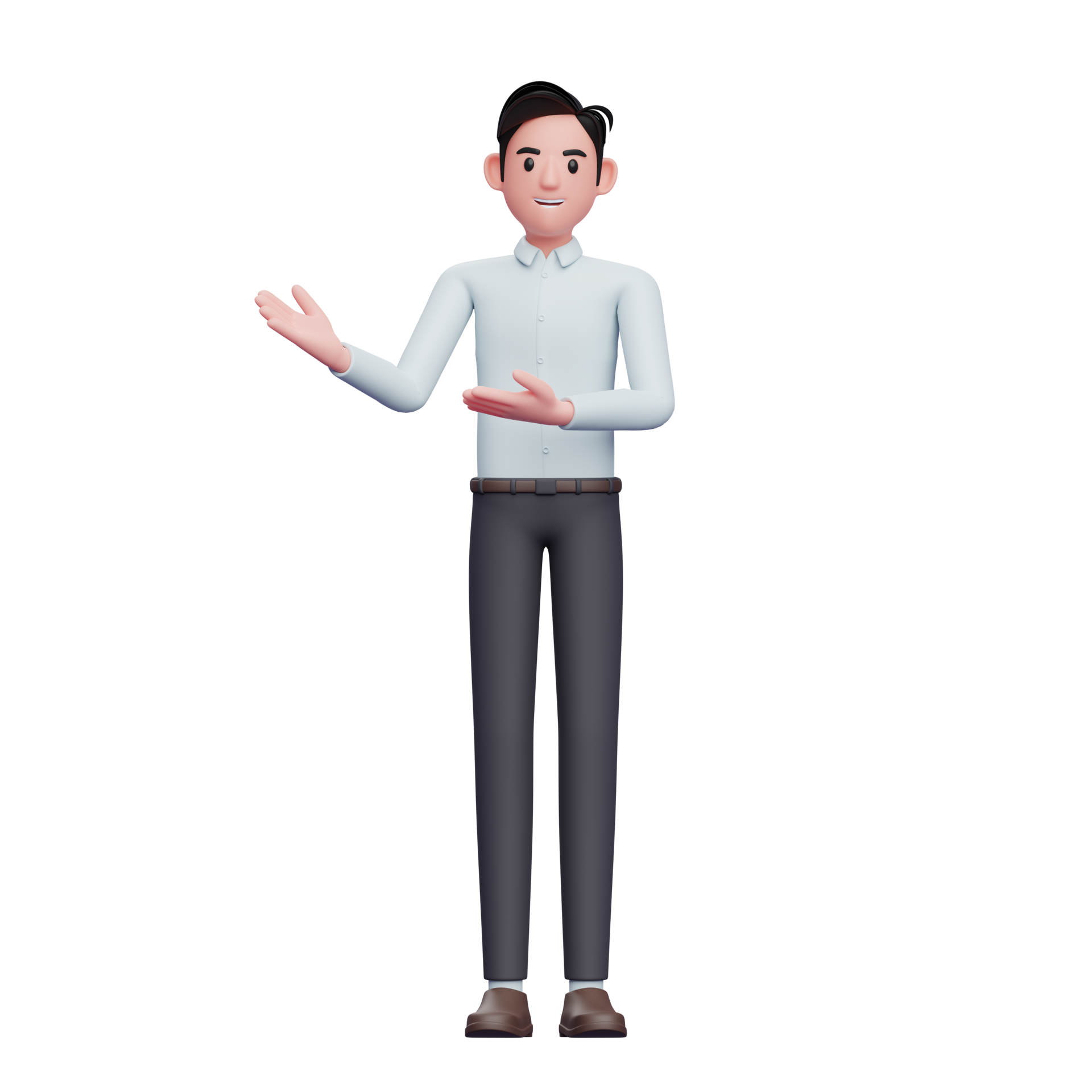 Man Presenting Pose Wear Business Suit 3d Render Businessman Character