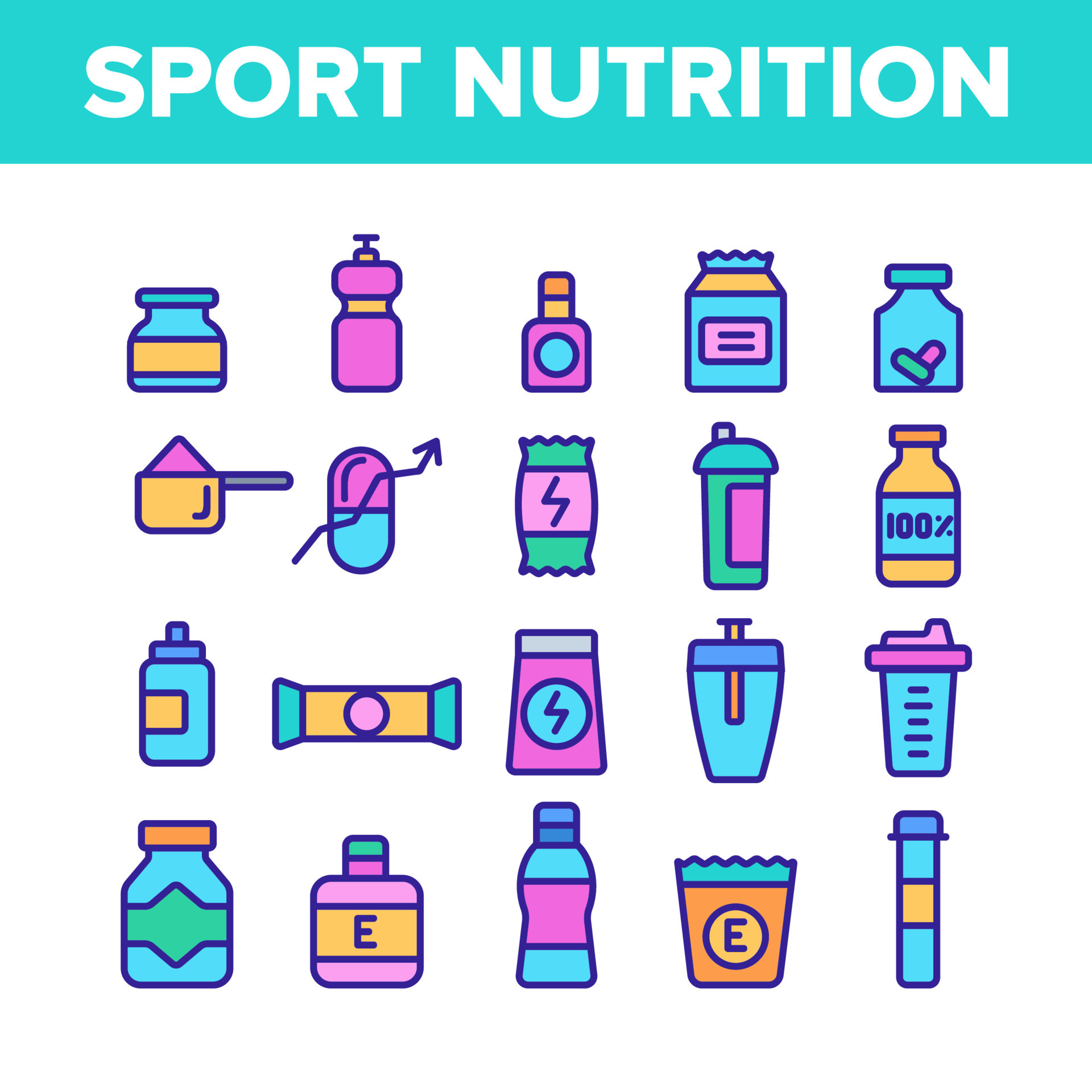 Sport Nutrition Vector Color Line Icons Set 9866722 Vector Art at Vecteezy