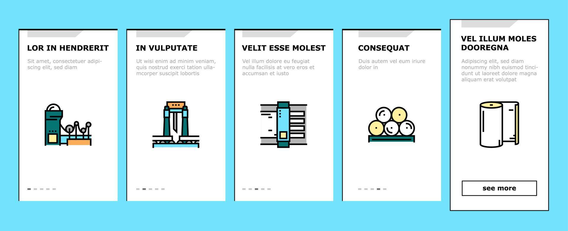 Paper Production Plant Onboarding Icons Set Vector 9867098 Vector Art